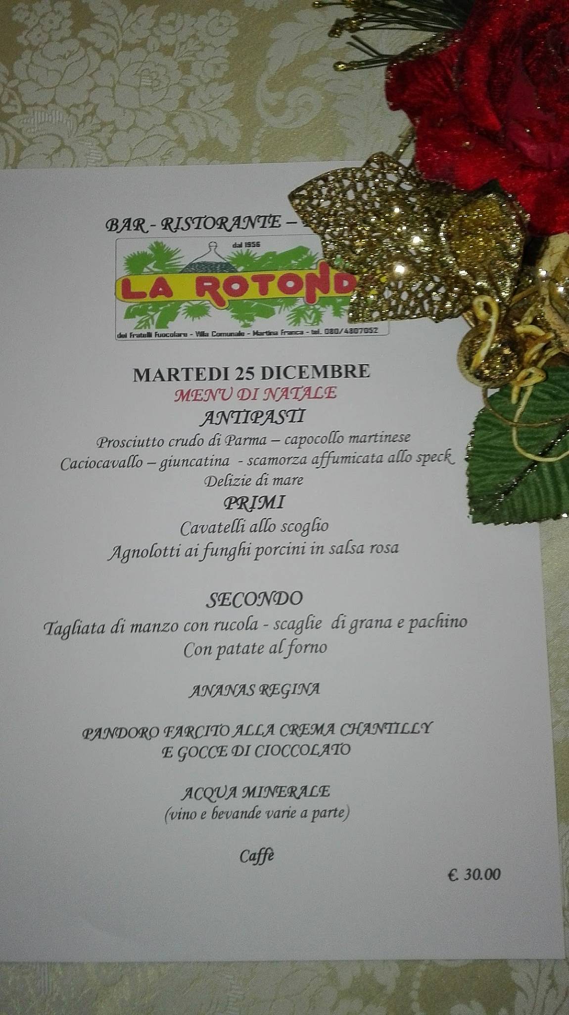 Menu da Ristorante La Rotonda, Martina Franca