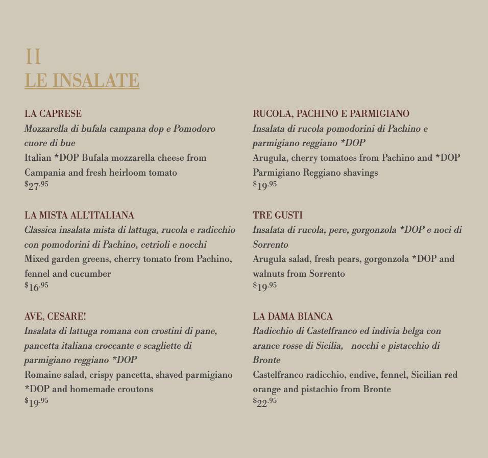 Menu at Ristorante Sotto Sotto restaurant, Toronto
