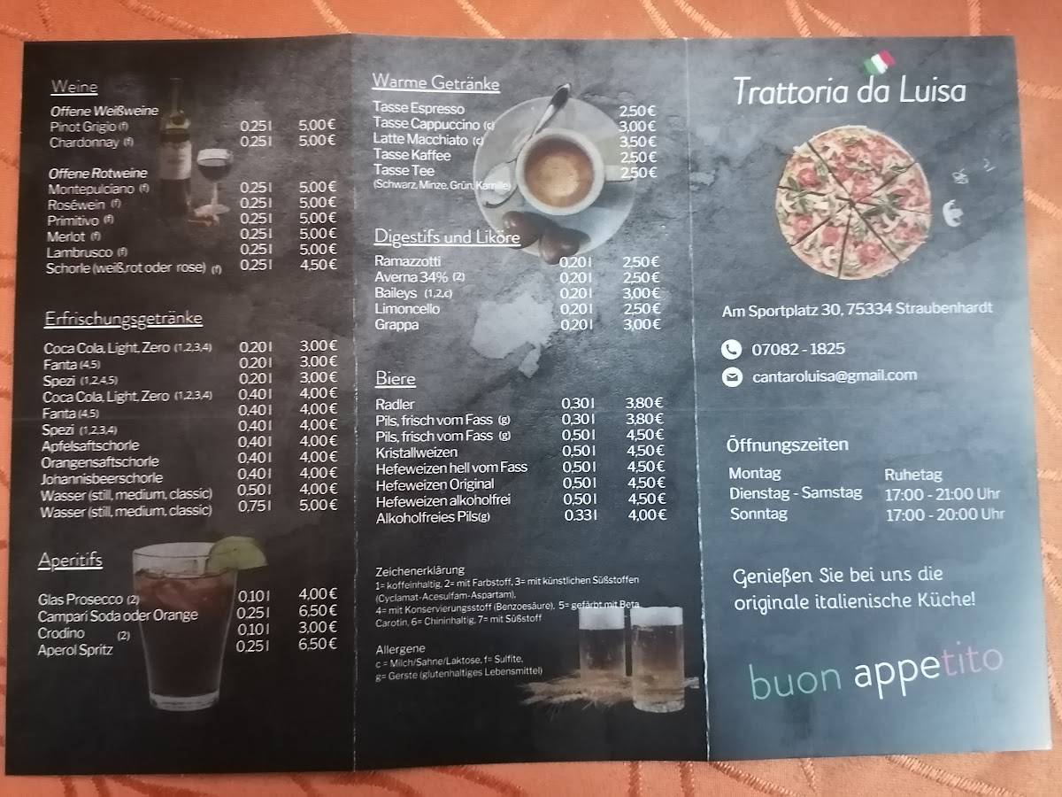 Speisekarte von Ristorante Trattoria da Luisa restaurant, Straubenhardt