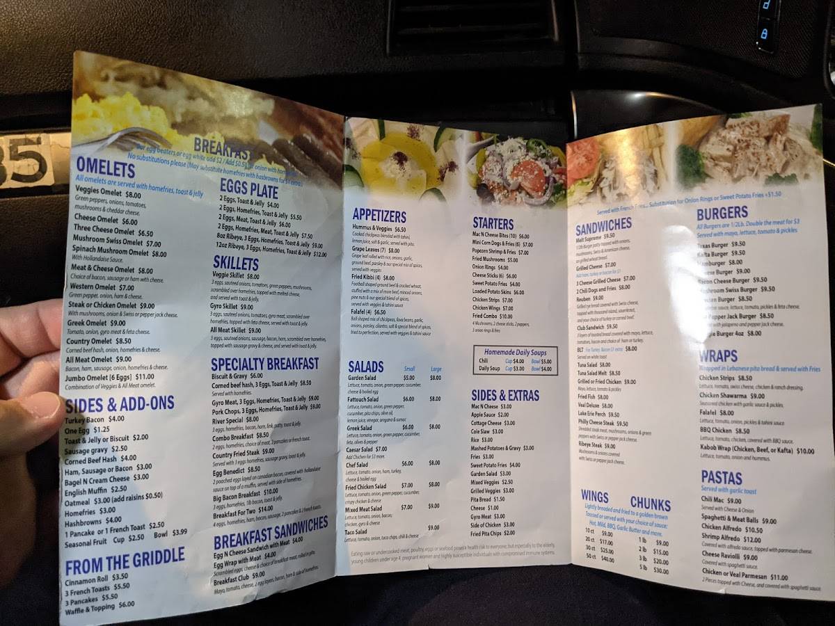 Menu at River Diner restaurant, Toledo, Ottawa River Rd unit a unit a