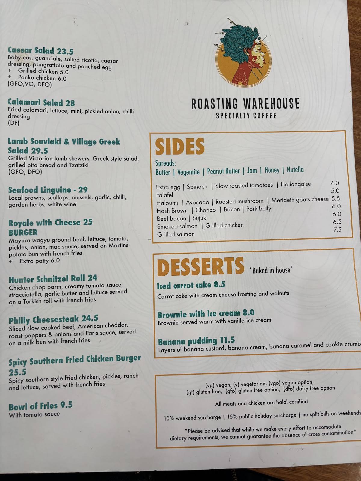 Menu at Roasting Warehouse Airport West cafe, Airport West