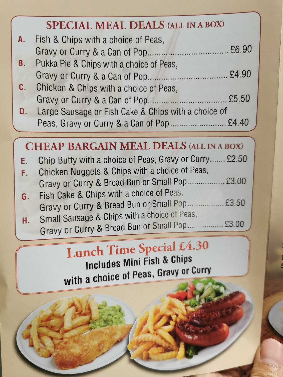 Menu at Robert's Golden Cod restaurant, Doncaster, 21 Church St