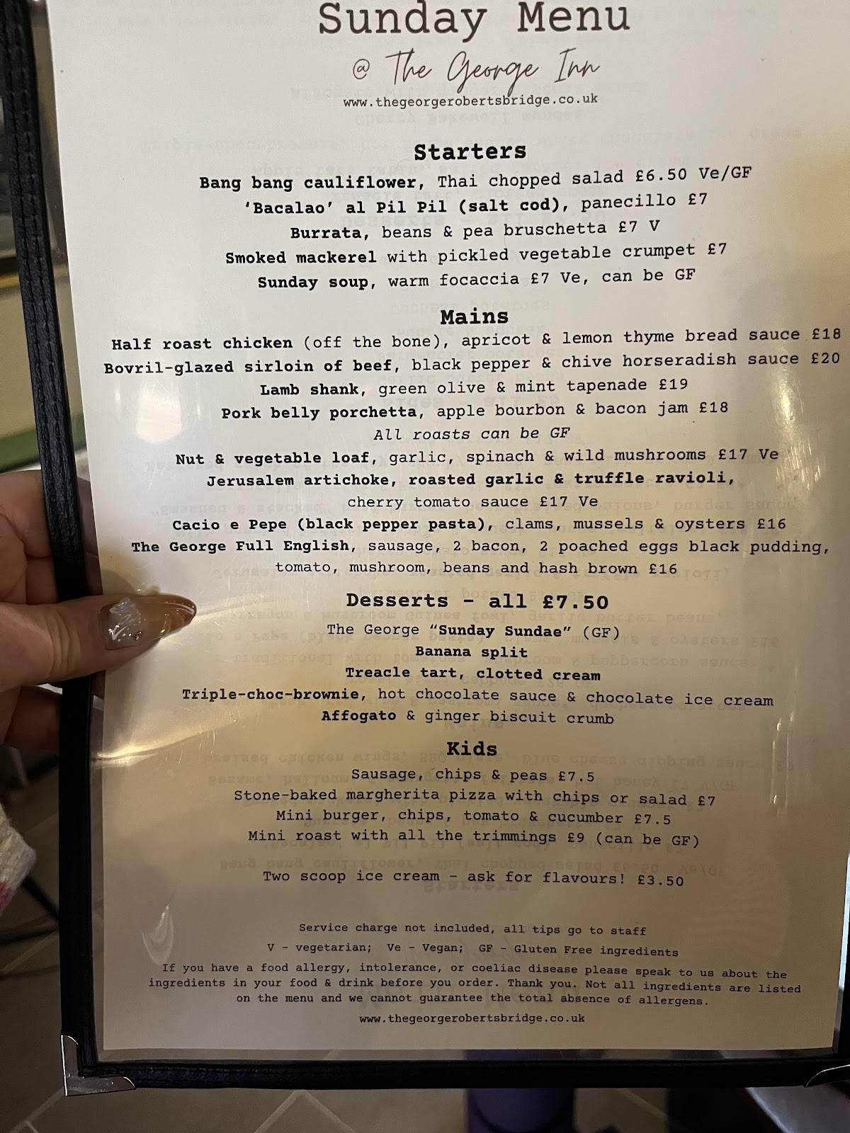Menu at George inn pub & bar, Robertsbridge