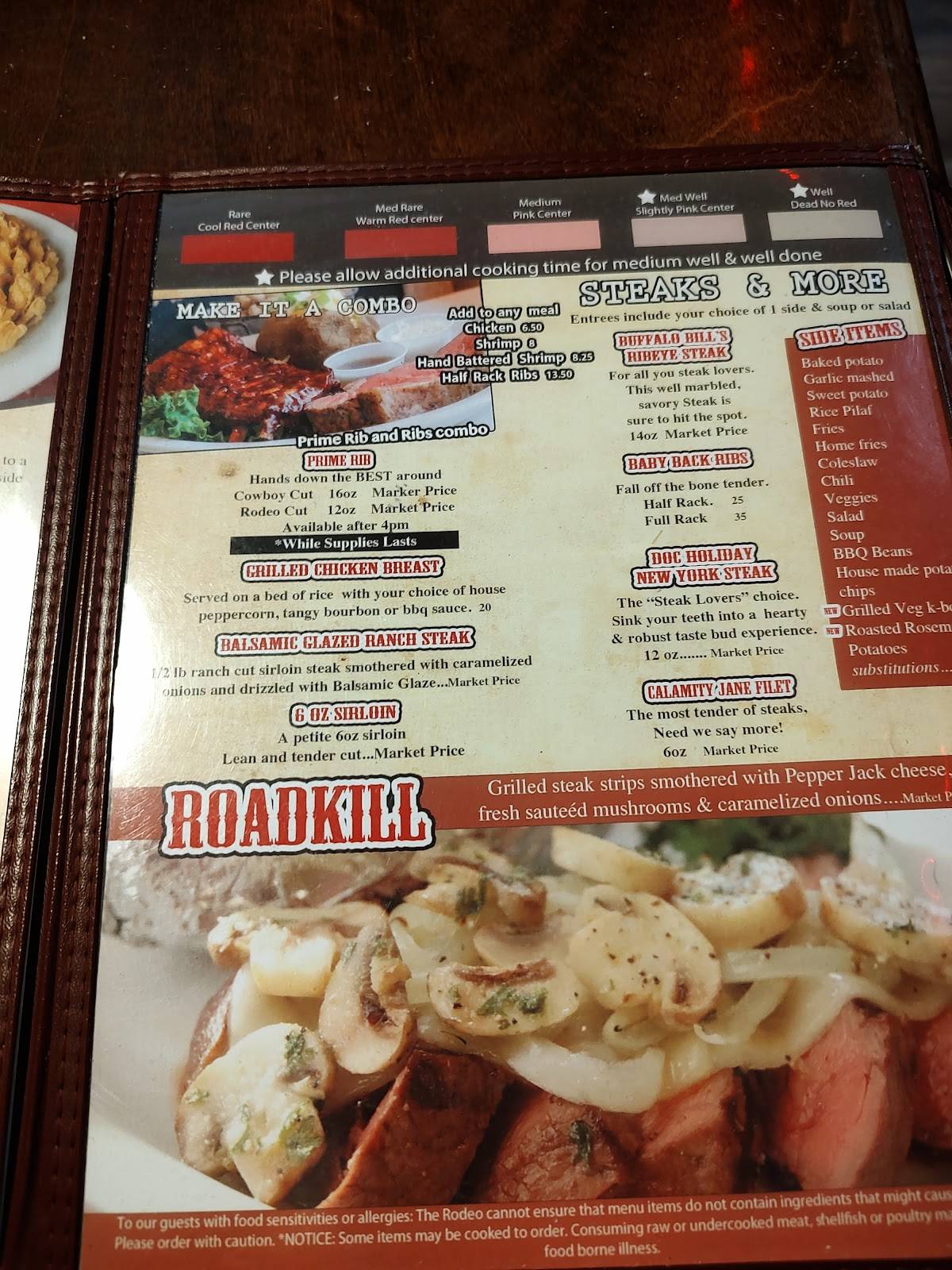 Menu at Rodeo Steakhouse & Grill, Roseburg