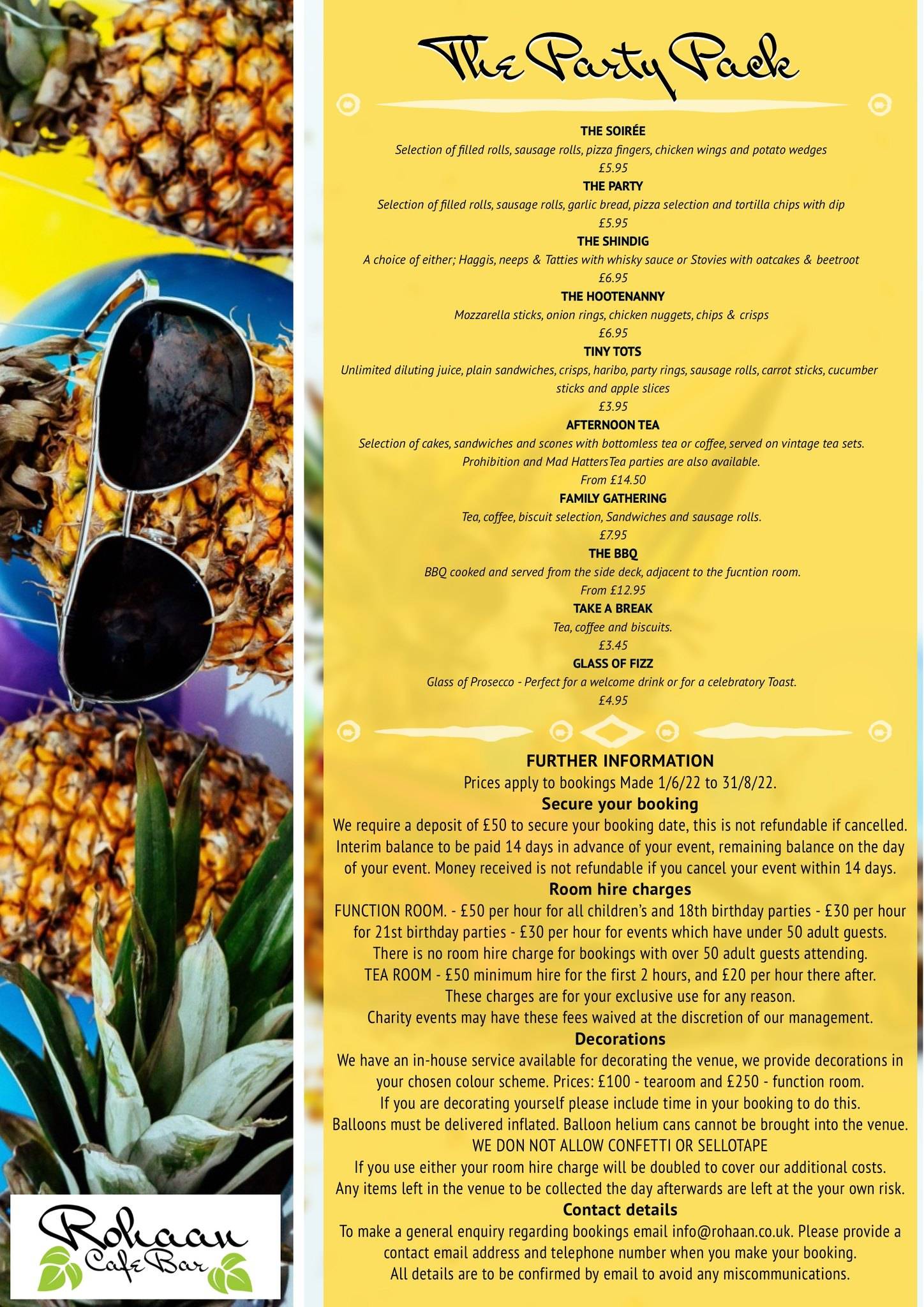 Menu at Rohaan pub & bar, Aberdeen