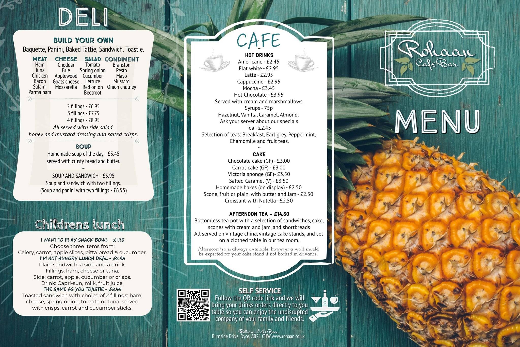 Menu at Rohaan pub & bar, Aberdeen