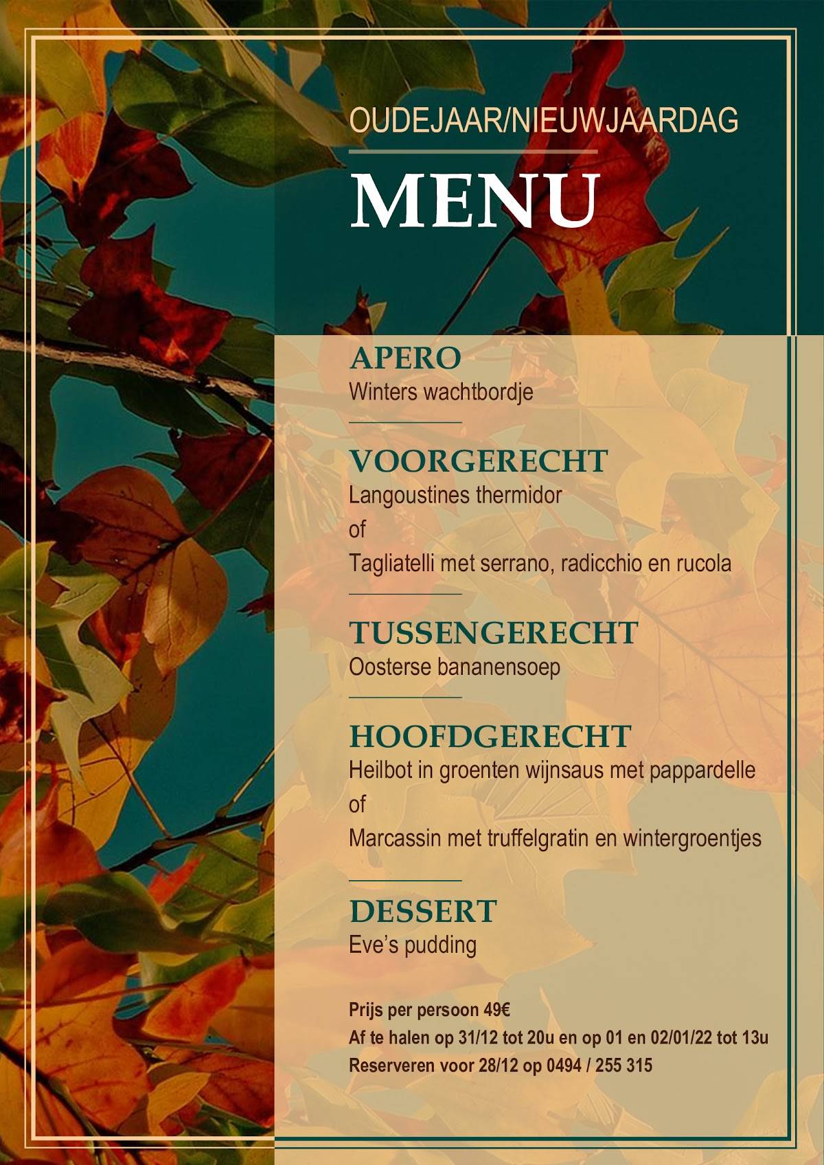 Menu at Rojo's Flavours, Anzegem