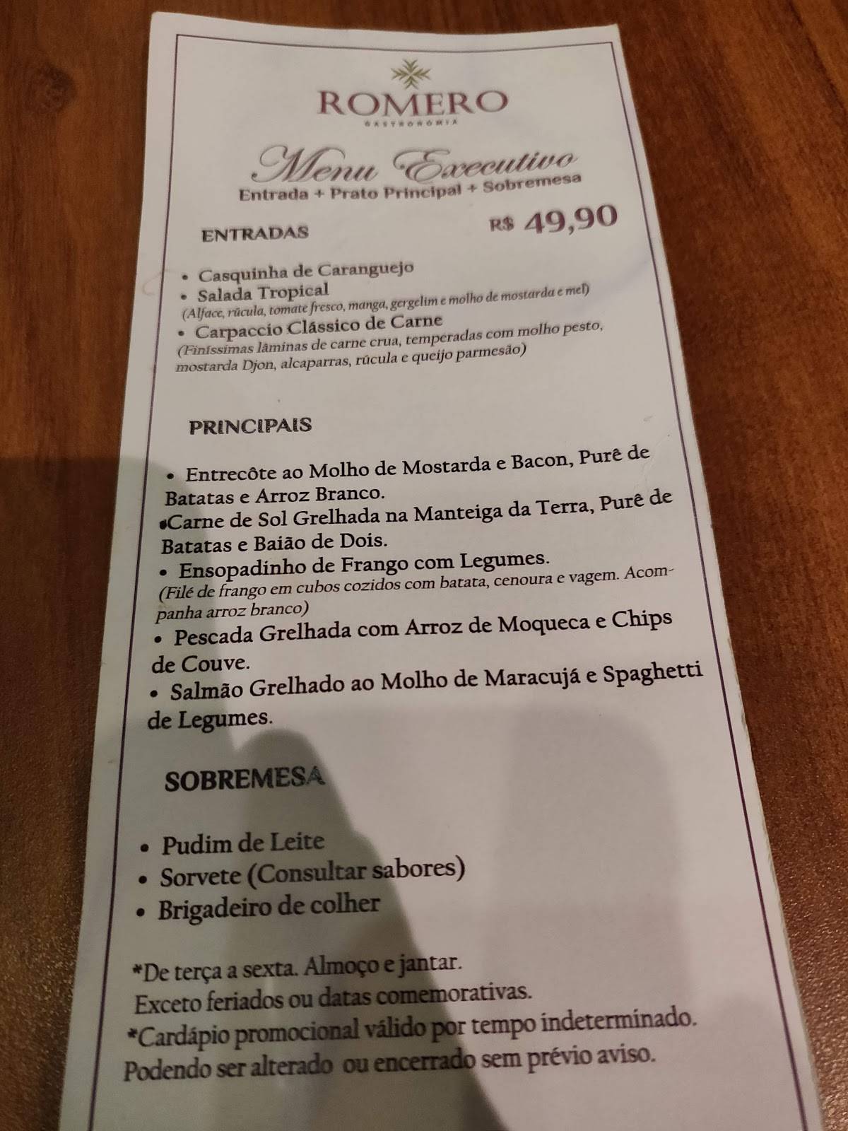 Menu em Romero restaurante, São Luís, R. Mearim