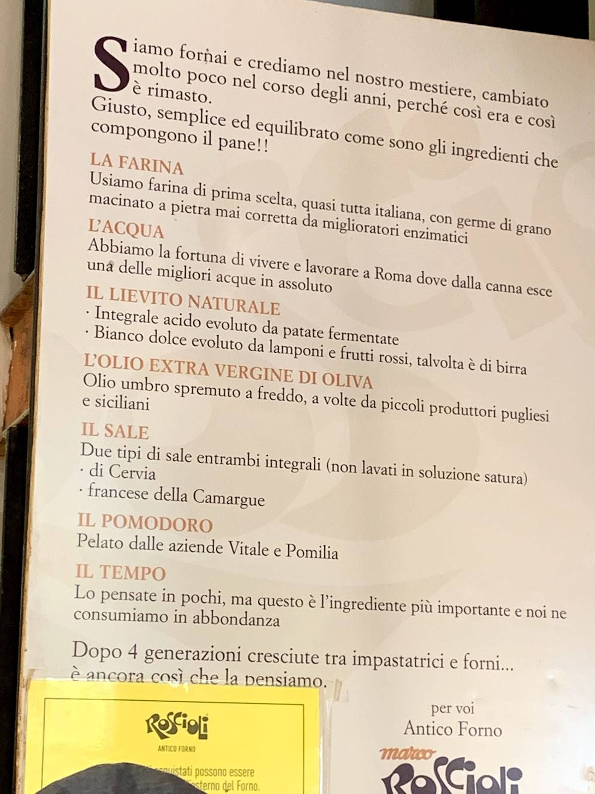 Menu at Roscioli Salumeria con Cucina restaurant, Rome, Via dei Giubbonari