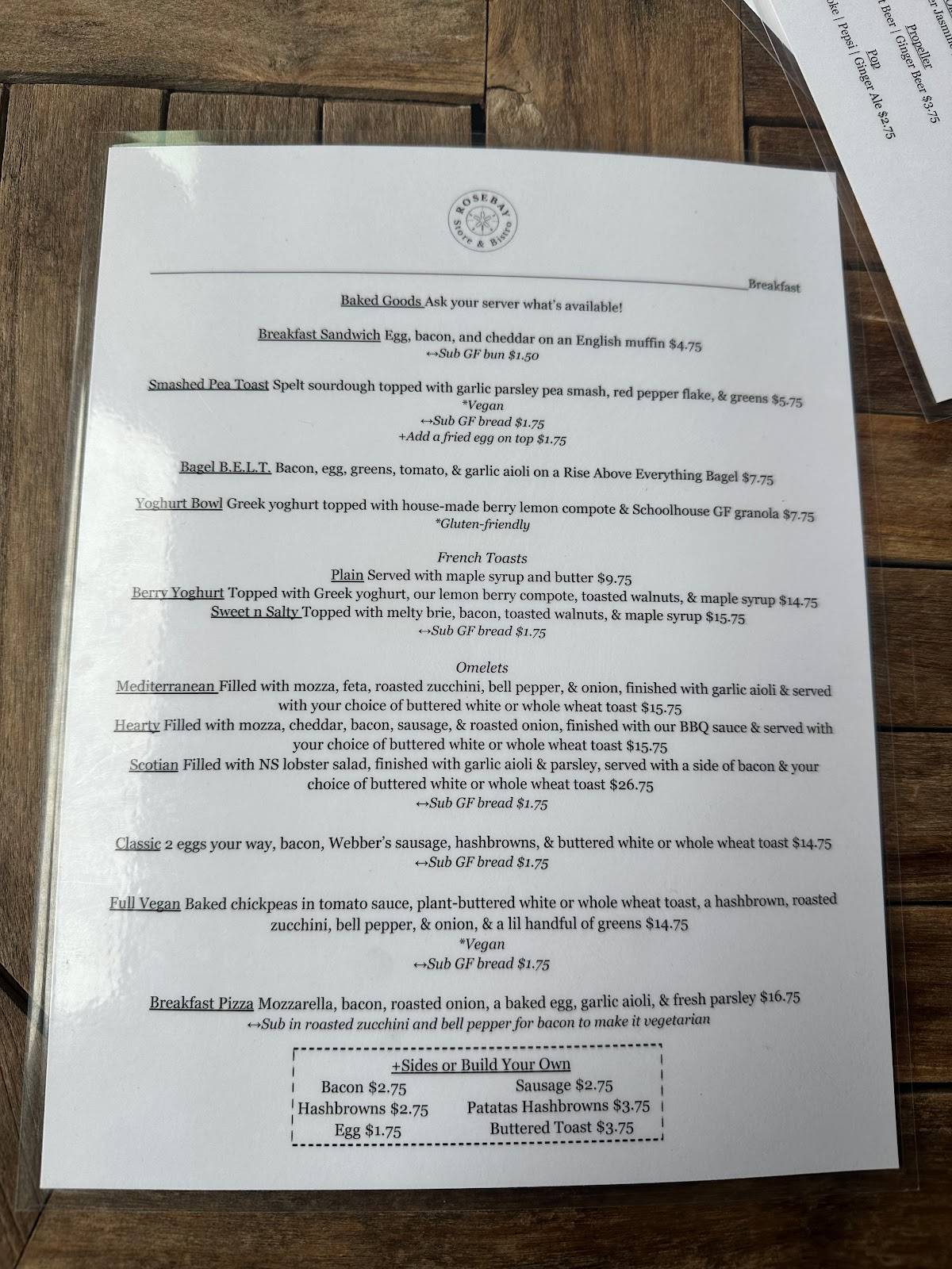 Menu at Rose Bay Bistro pizzeria, Rose Bay