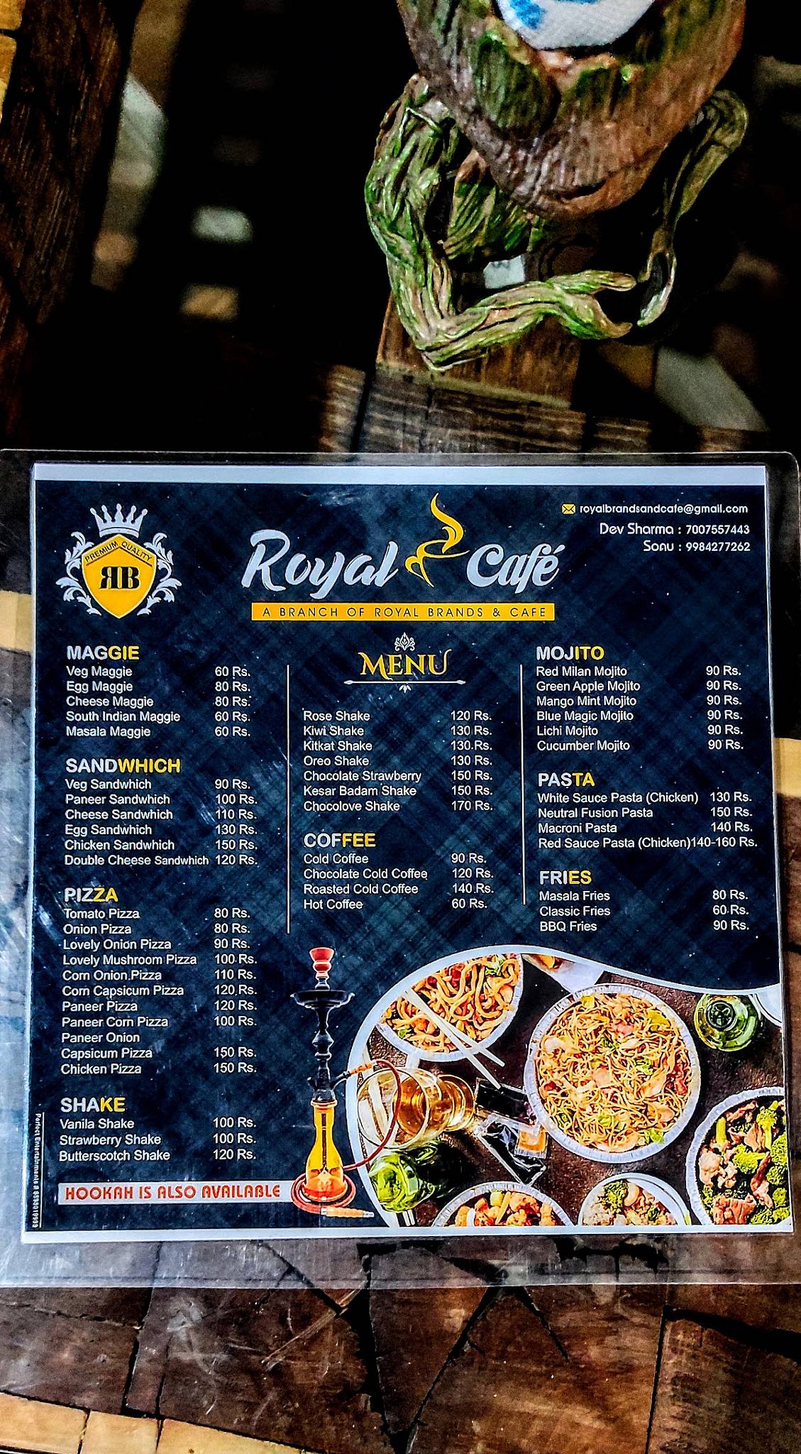 Menu at Royal Cafe, Shahjahanpur