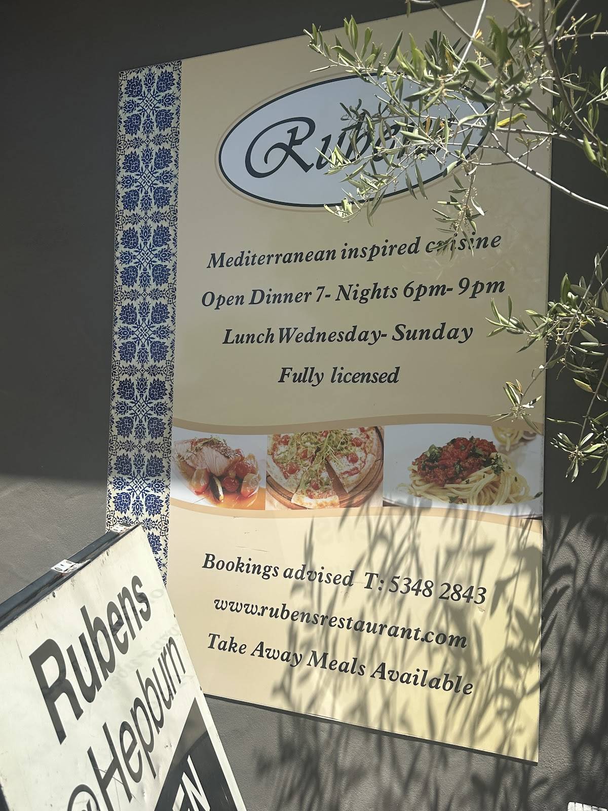 Menu at Rubens @ Hepburn pizzeria, Hepburn Springs