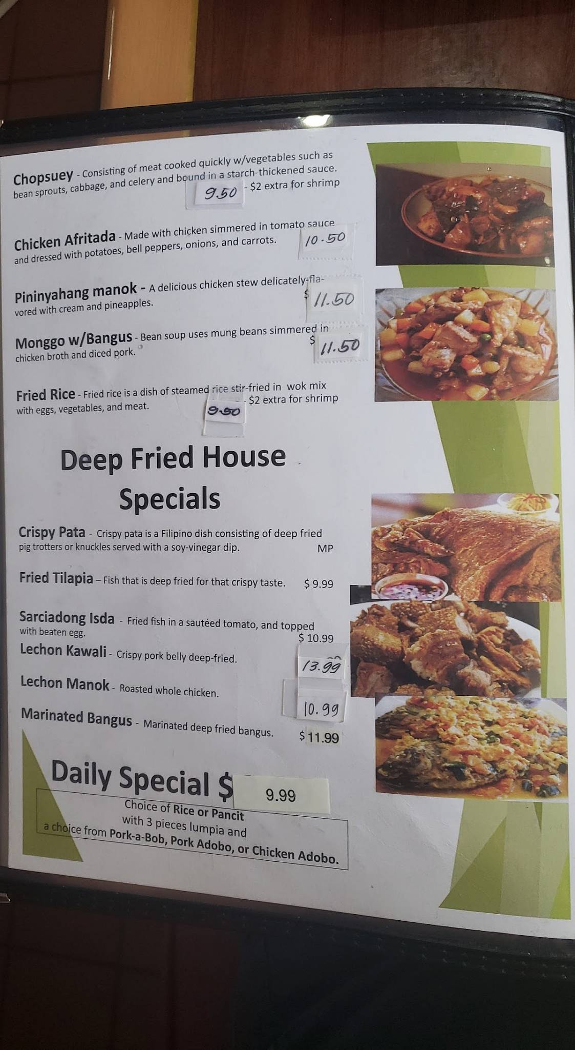 Menu at Ruby-Gin Filipino Restaurant, Pensacola, 2 N Old Corry Field Rd