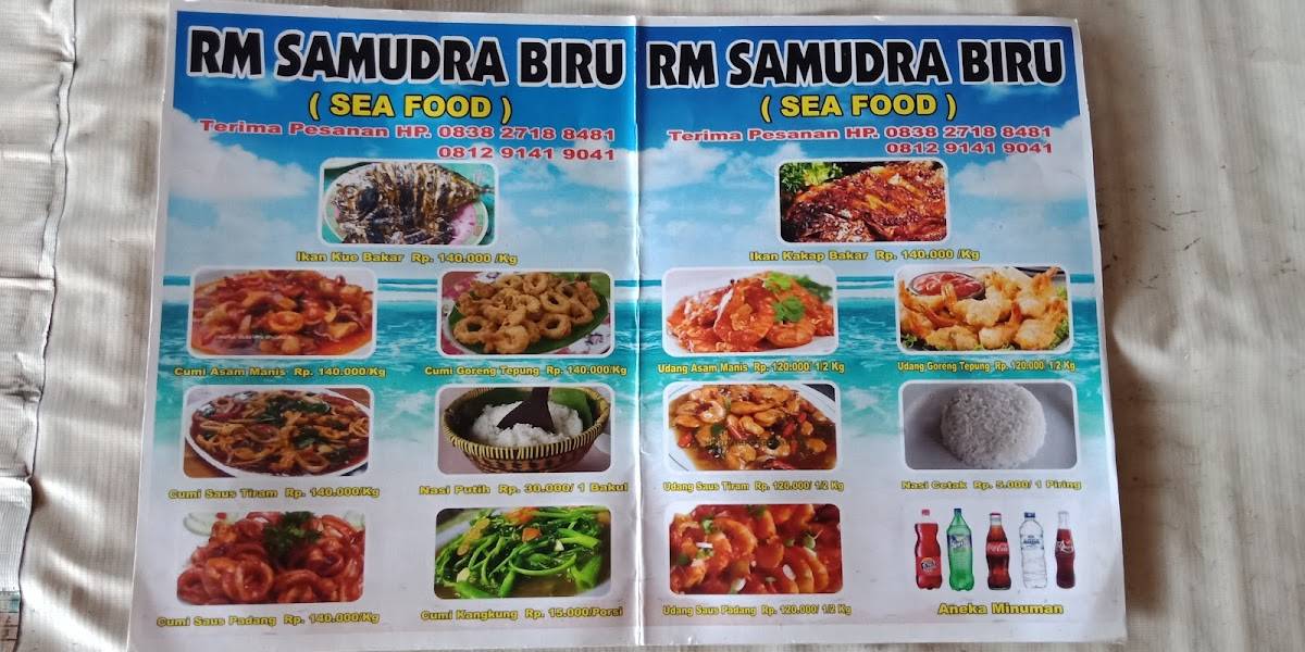 Menu at Rumah Makan Samudra Biru Bang Tadin restaurant, Tanjung Pasir
