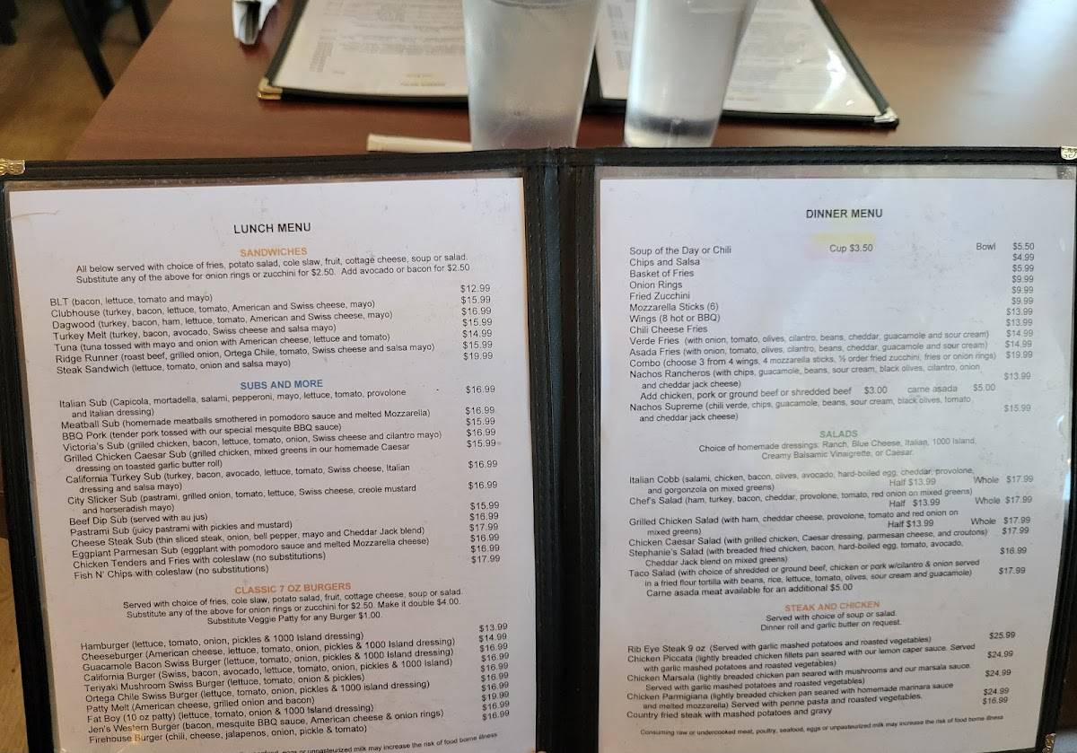 Menu at Victoria’s Family Restaurant, Running Springs