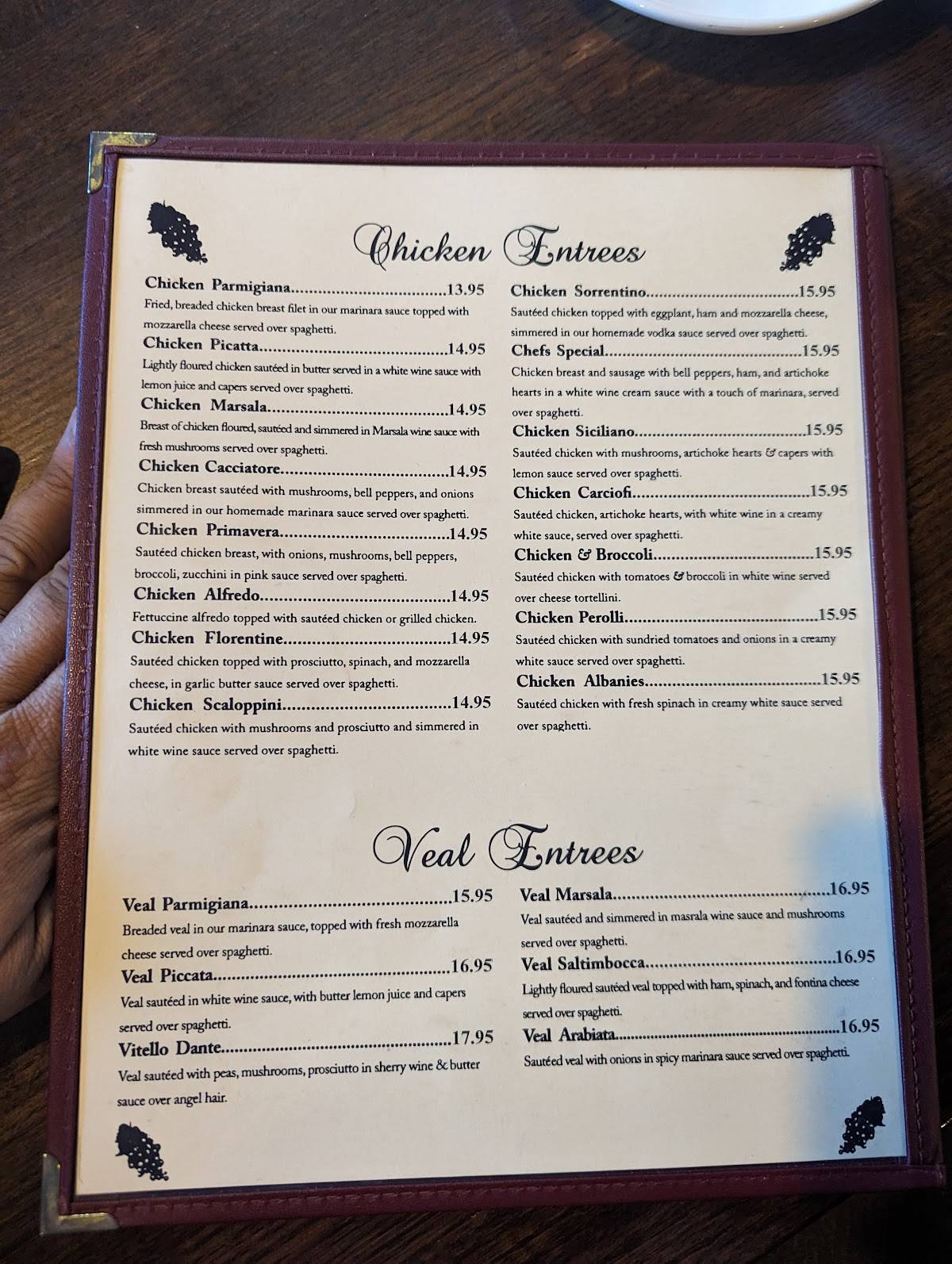 Menu at La Villa restaurant, Russellville