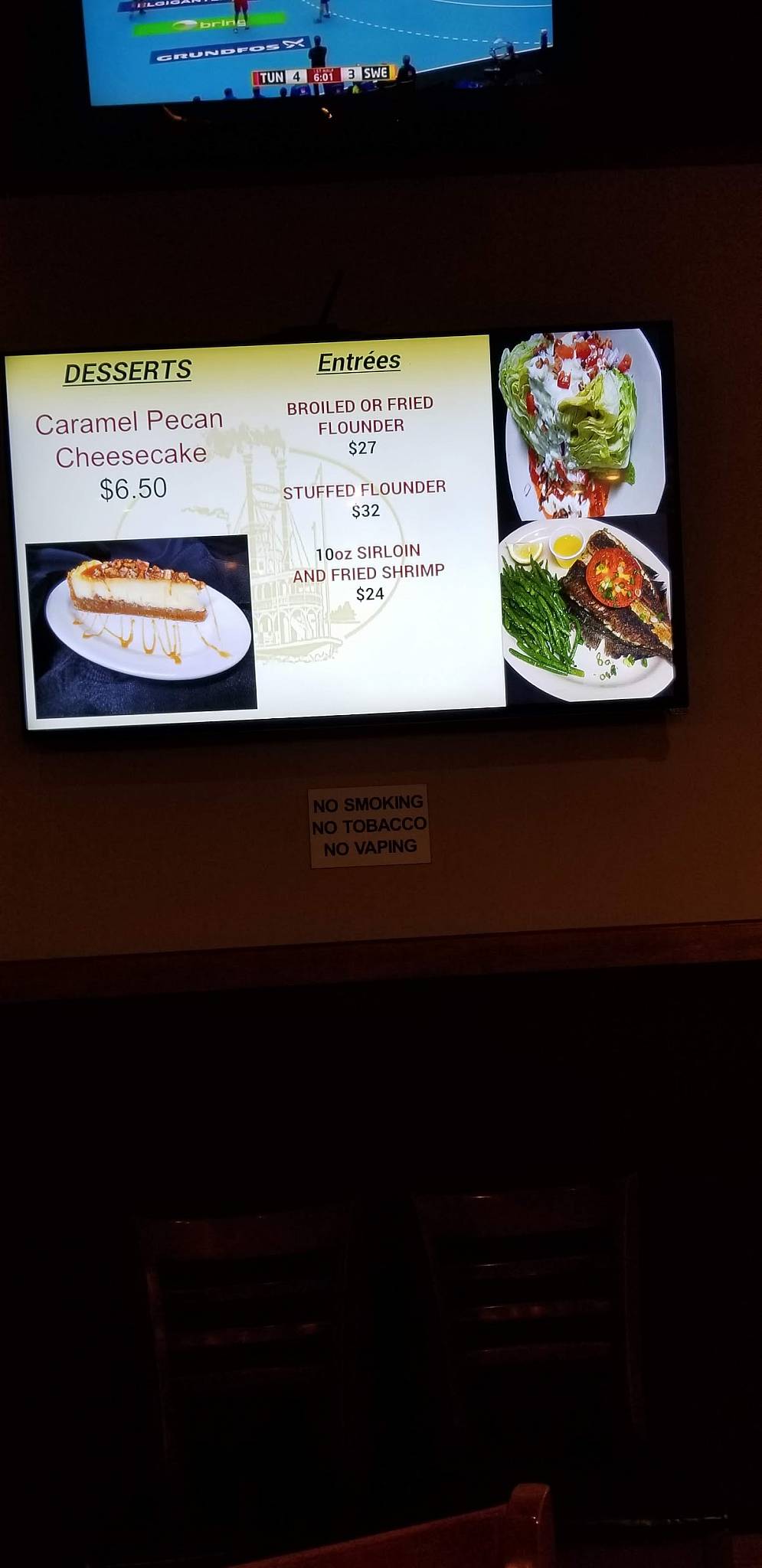 Menu at Rusty's Riverfront Grill restaurant, Vicksburg