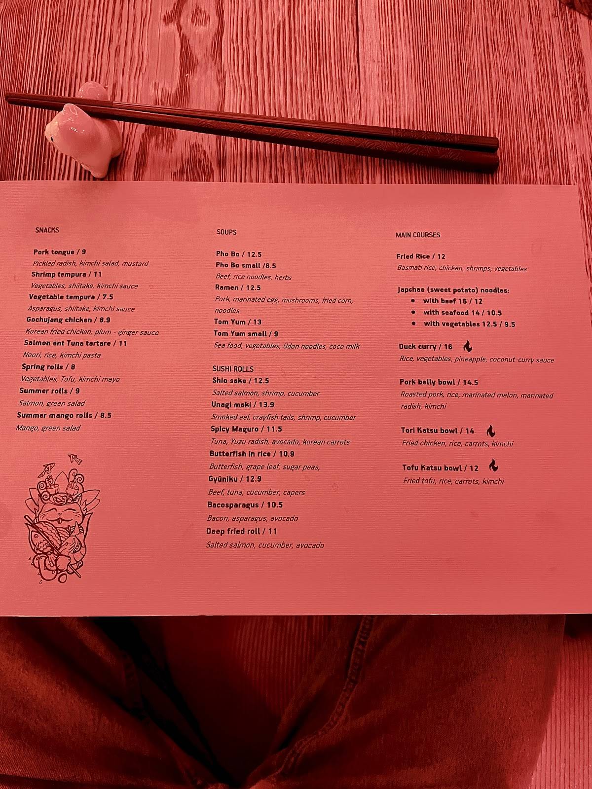Menu at Ryžių Jūra restaurant, Vilnius, Šv. Ignoto g. 14