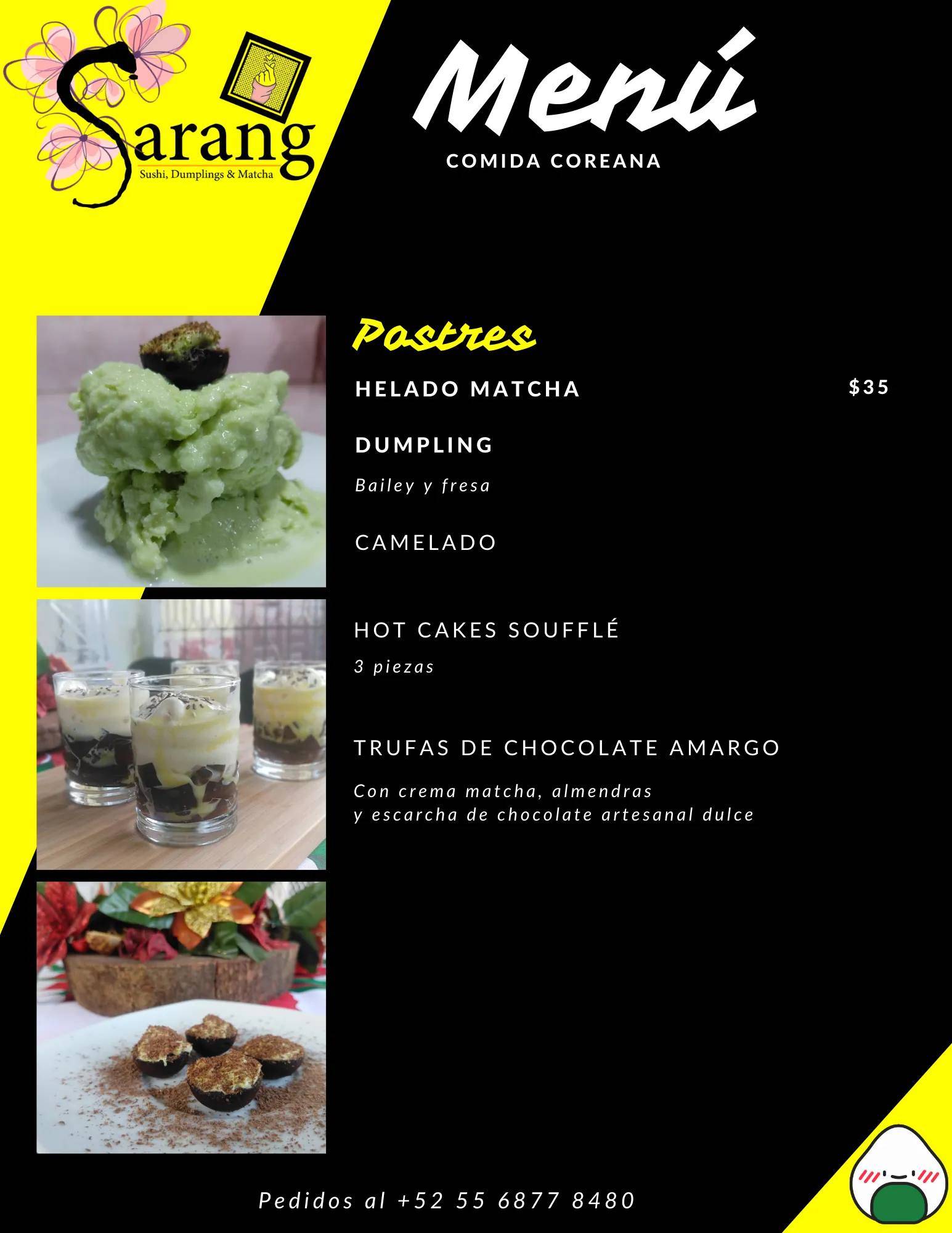 Menu at SARANG restaurant, Mapastepec