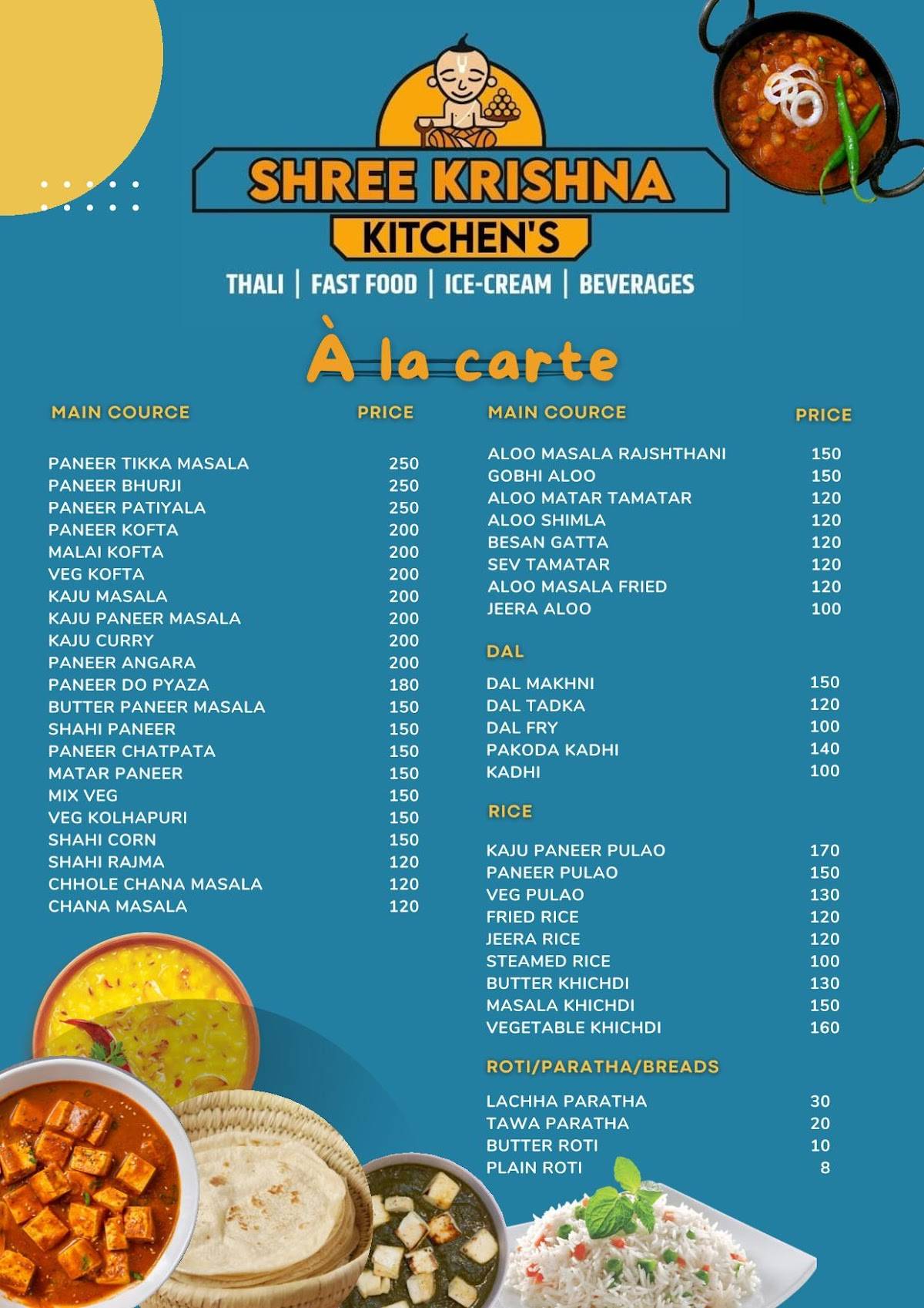 Menu at SHREE KRISHNA KITCHEN'S, Kalol