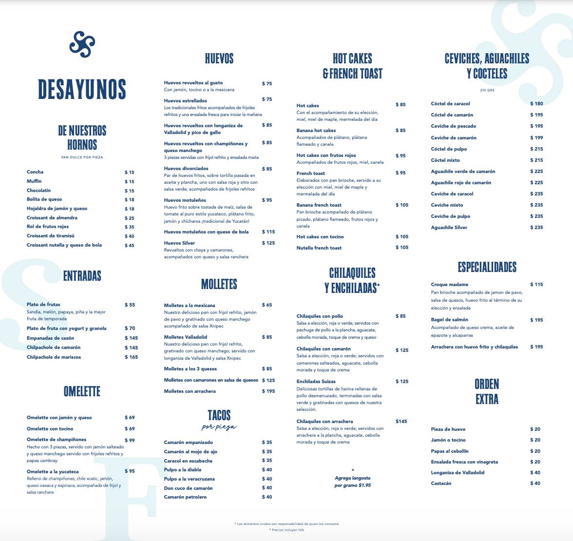Carta del pub y bar SILVER FISH seafood & grill, Merida, Avenida 19 ...