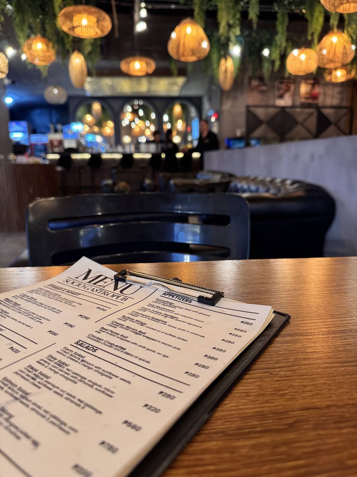 Menu at SOCIO Gastropub, Biñan