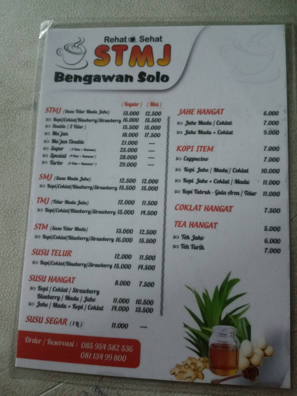 Carta del café STMJ Bengawan Solo, Malang, Jl. Tumenggung Suryo No.35