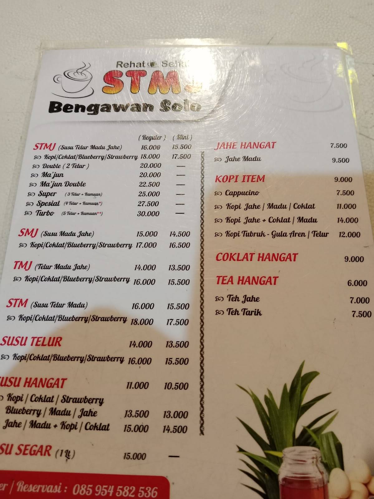 Carta del café STMJ Bengawan Solo, Malang, Jl. Tumenggung Suryo No.35