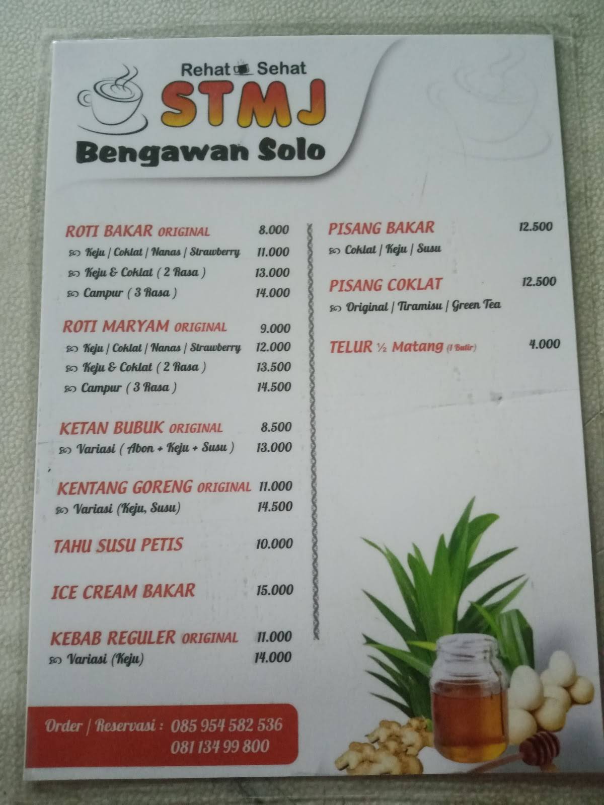 Carta del café STMJ Bengawan Solo, Malang, Jl. Tumenggung Suryo No.35