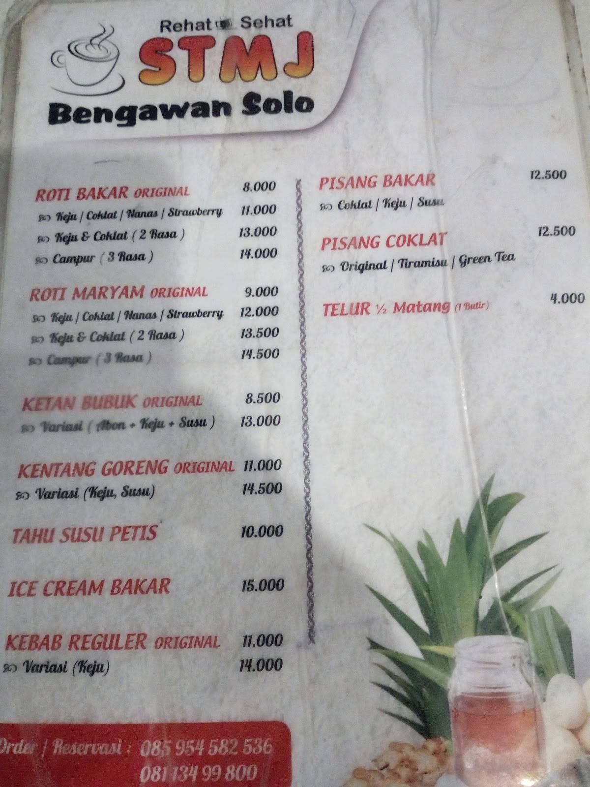 Carta del café STMJ Bengawan Solo, Malang, Jl. Tumenggung Suryo No.35