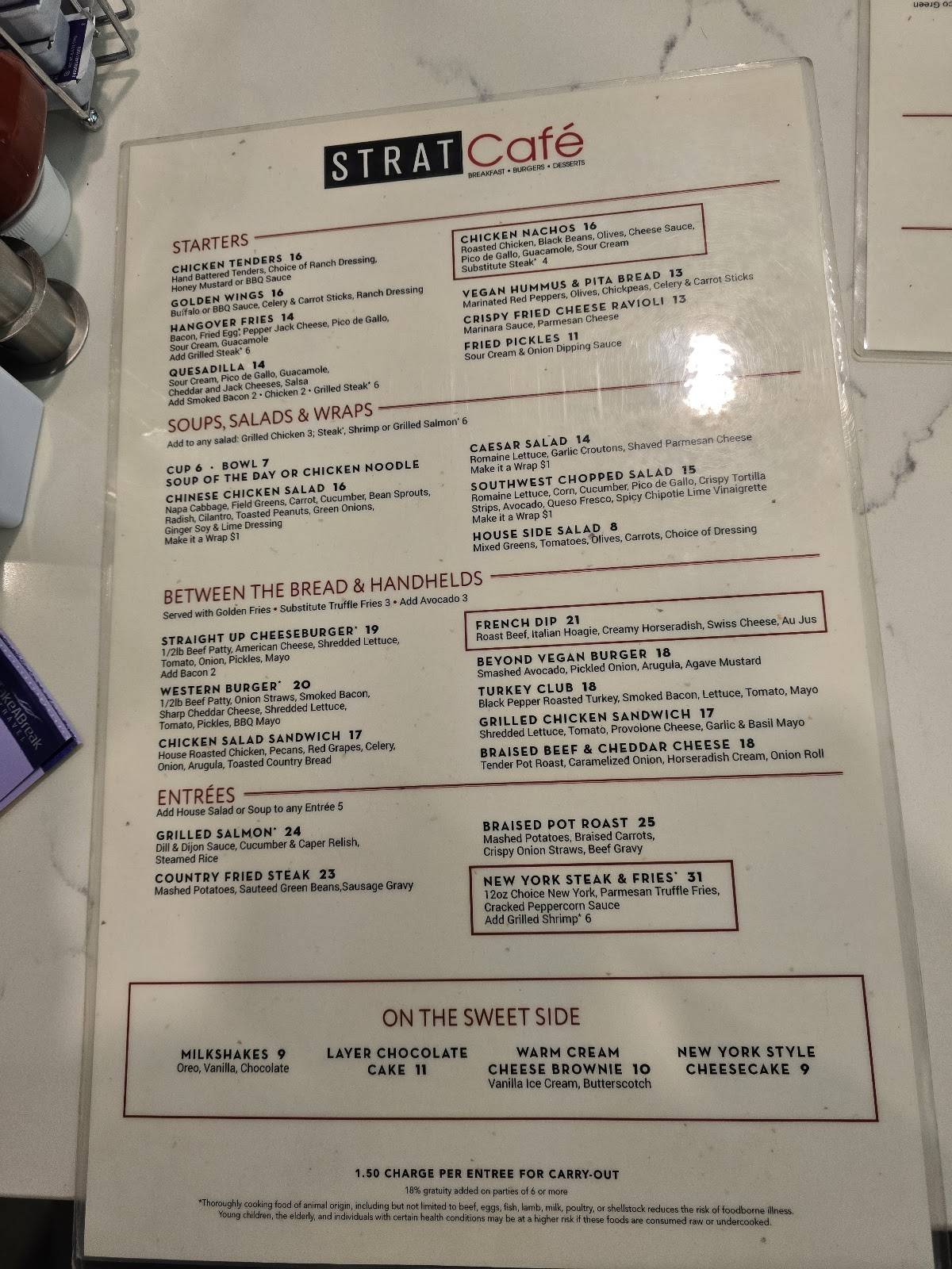 Menu at STRAT Café cafe, Las Vegas