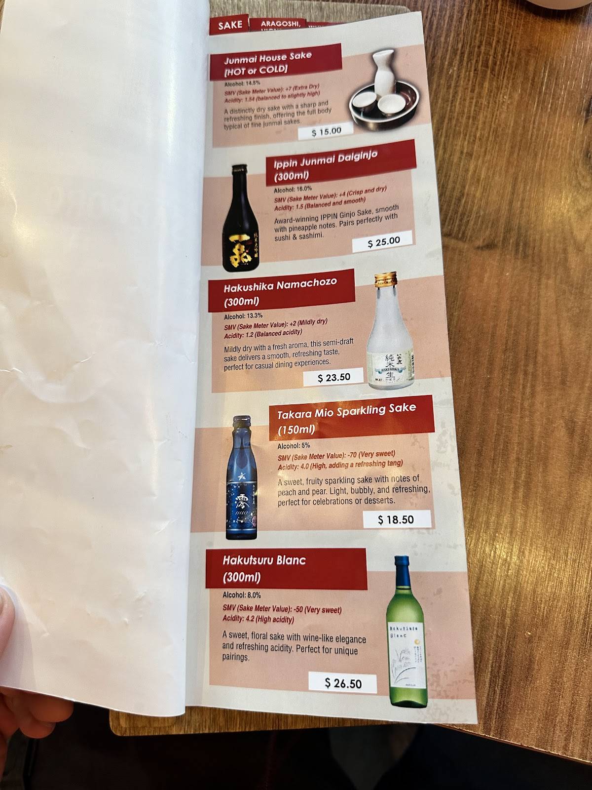Menu at SUMIMASEN restaurant, Ramsgate