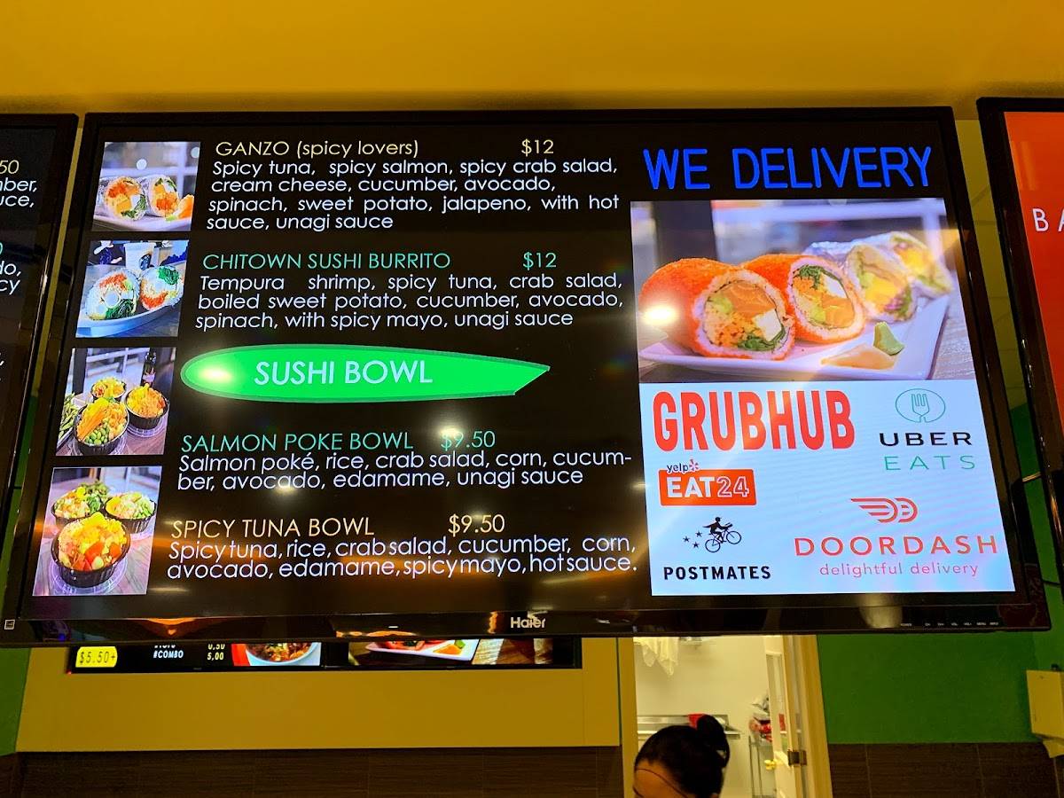 Menu at SUSHI BURRITO restaurant, Norridge