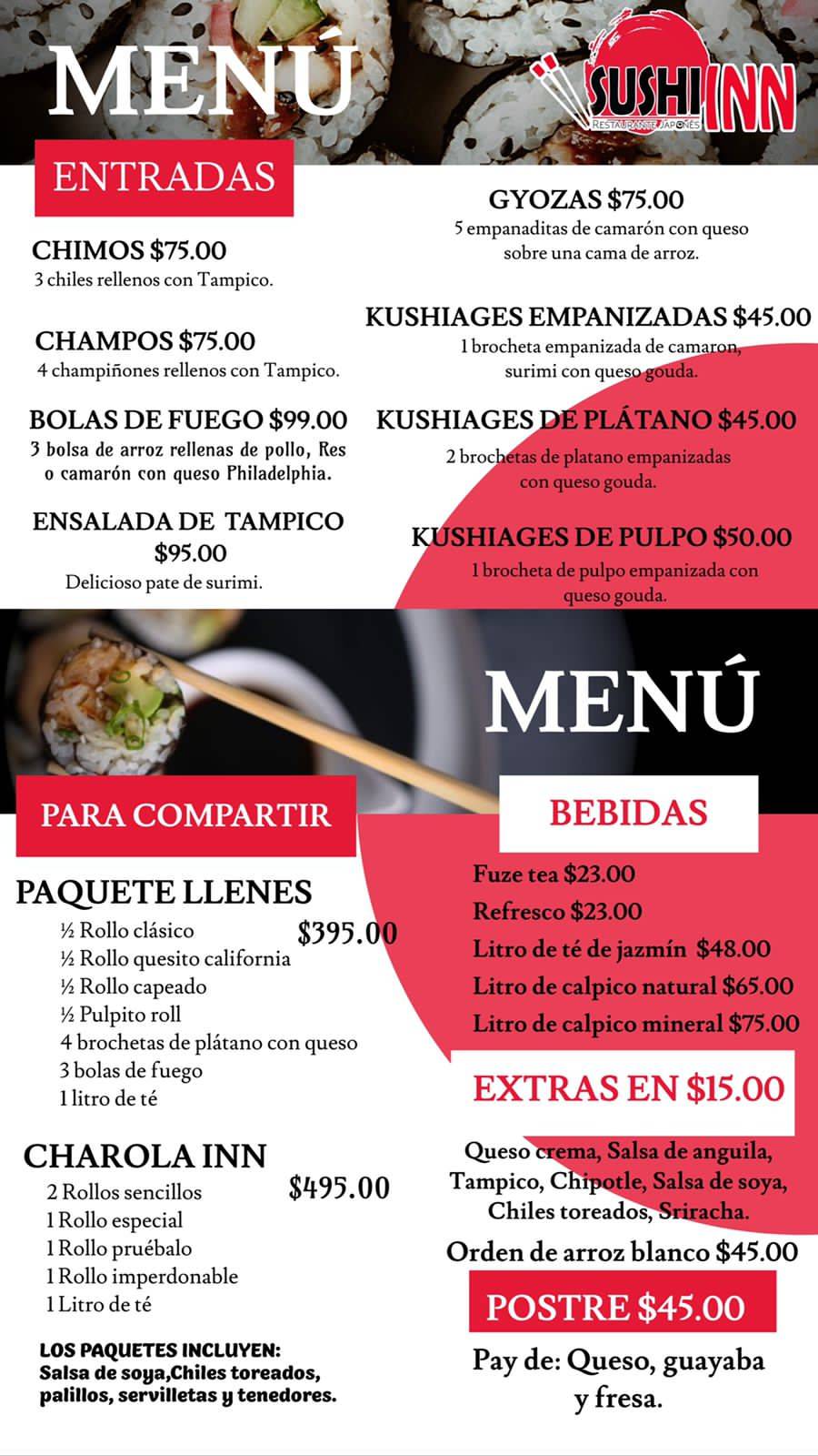 Carta del restaurante Sushi Inn, Tepic