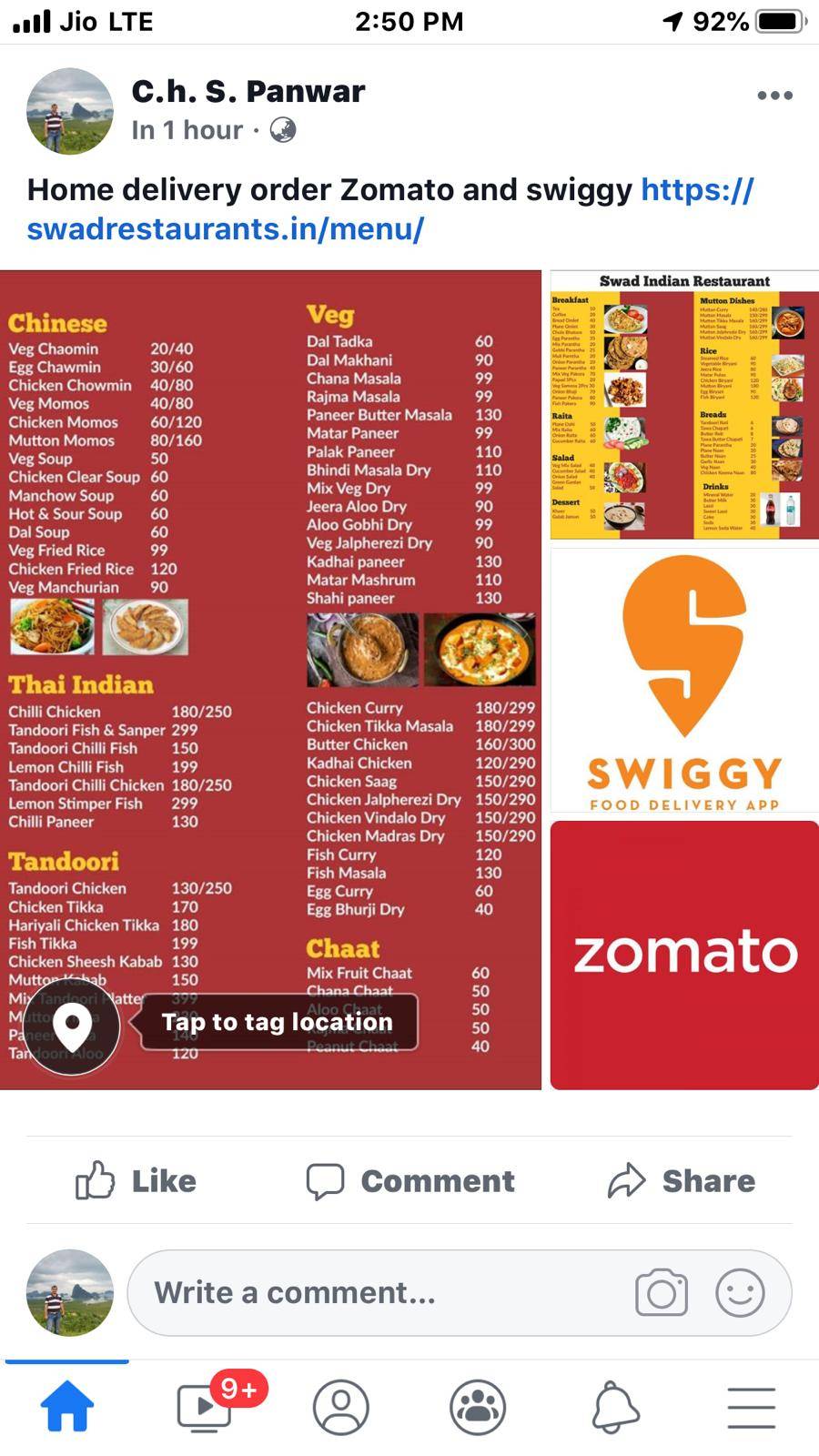 Menu at swad indian restaurant VEG & NON VEG, Dehradun