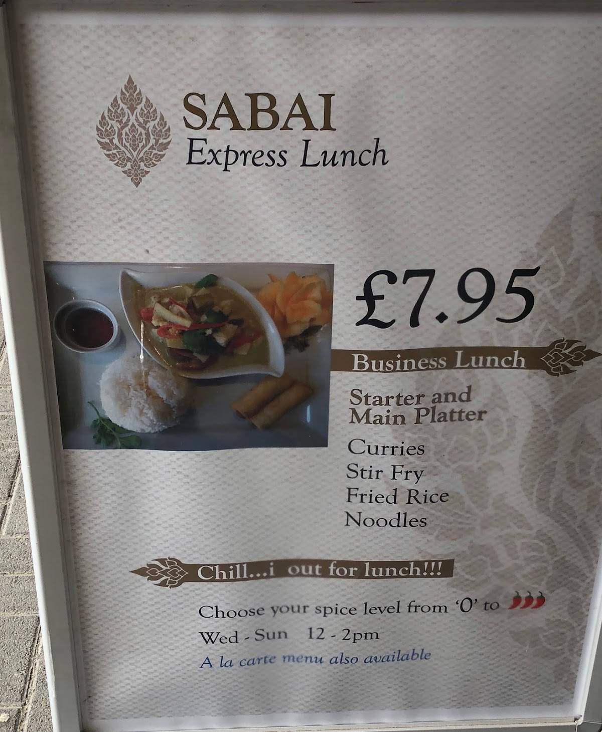 Menu at Sabai Thai Restaurant, Inverurie, 7 Constitution St