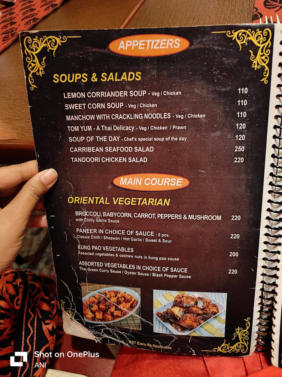 Menu at Saffron, Ranaghat