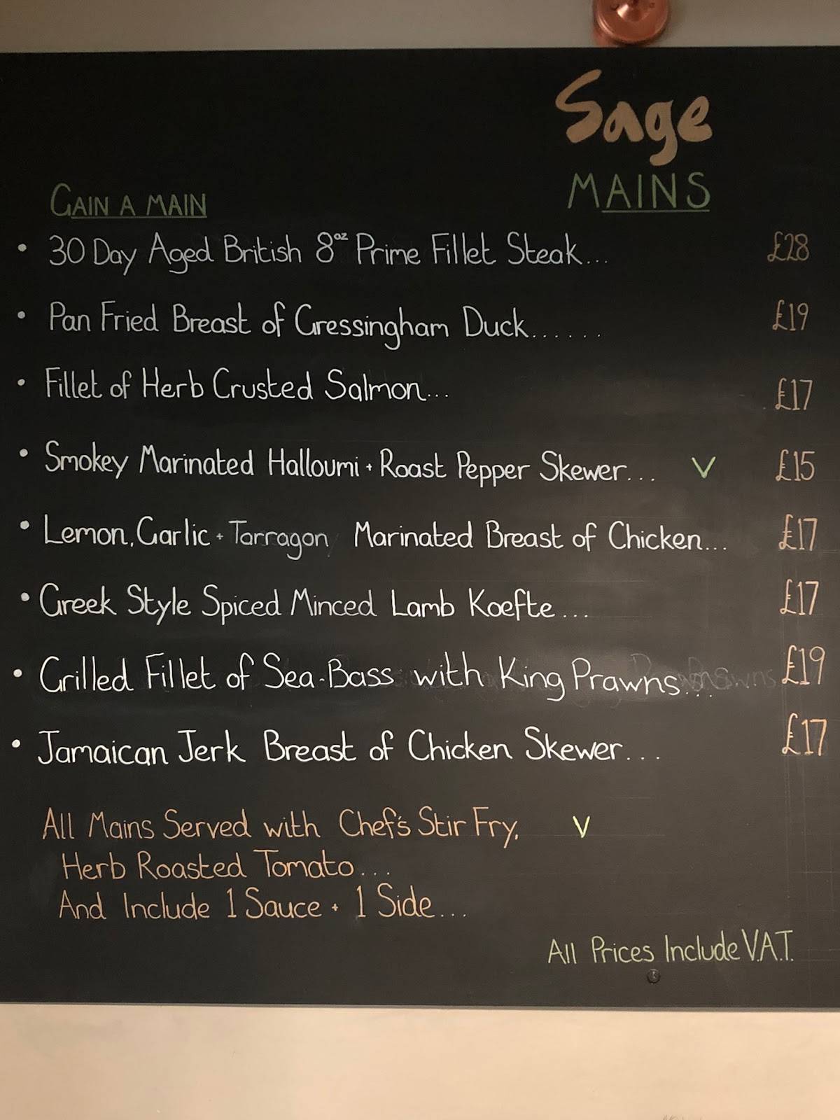 Menu at Sage pub & bar, Grimsby