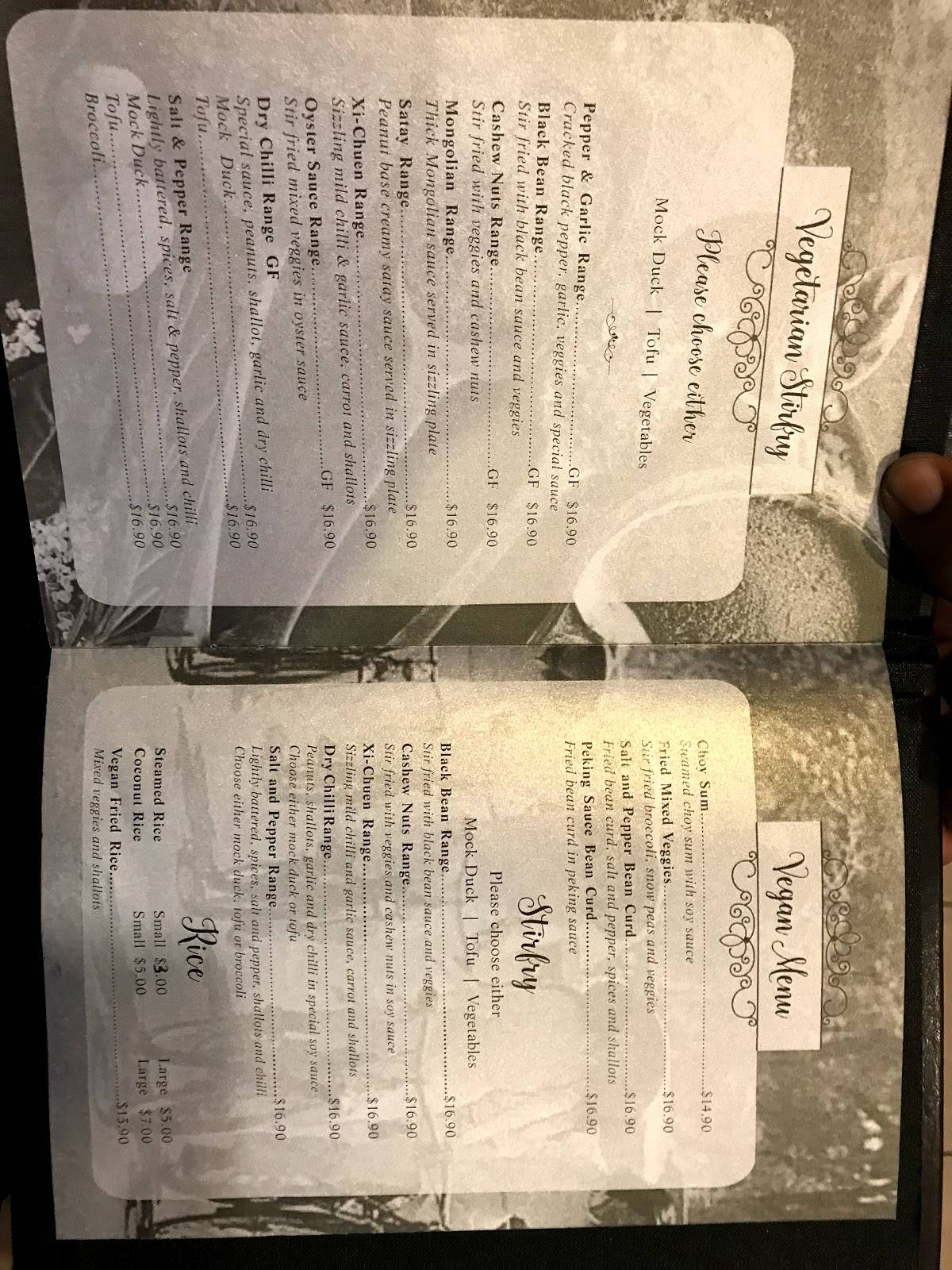 Menu at Saigon Saigon restaurant, Rockhampton City