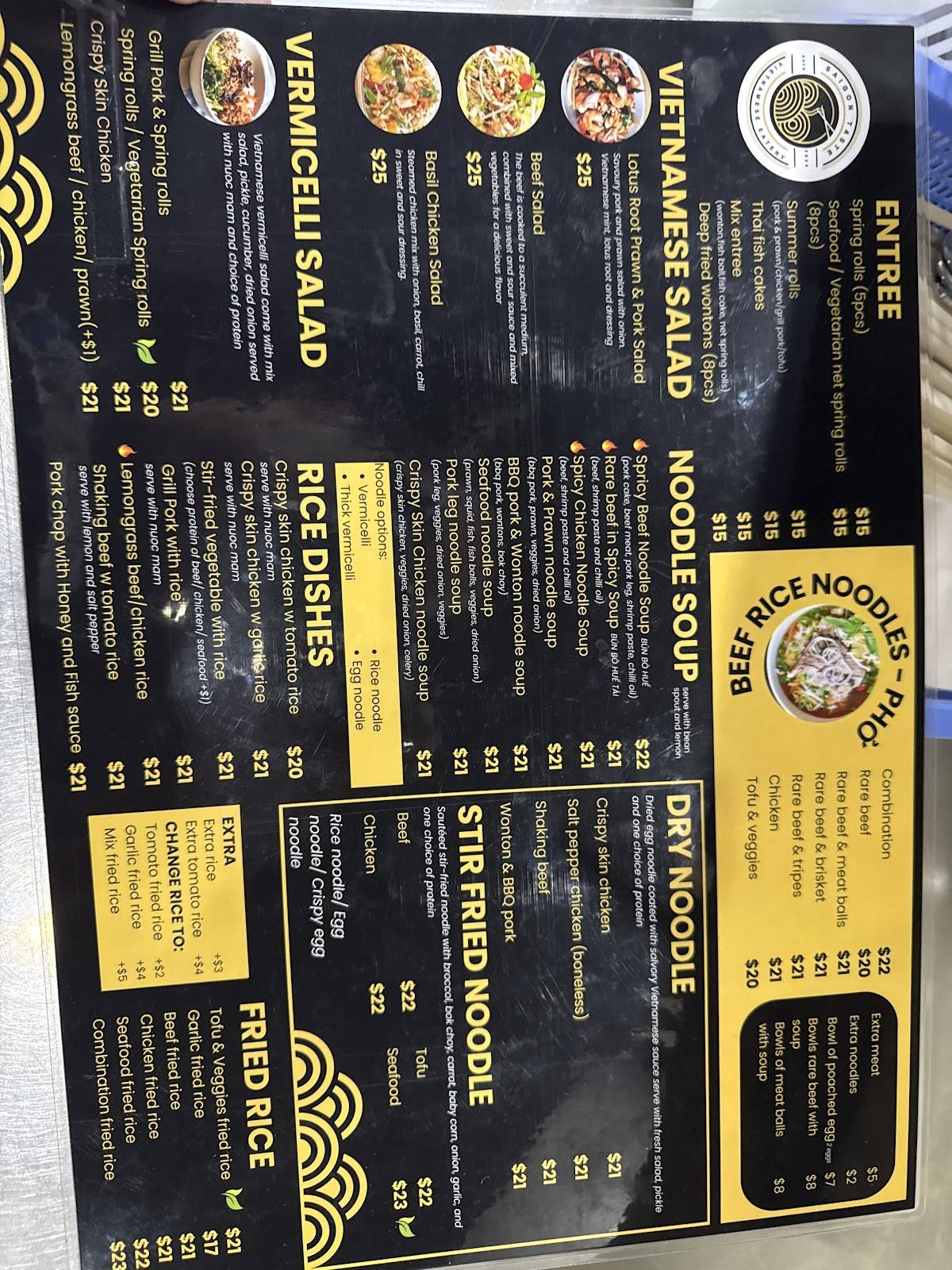 Menu at Saigon Taste - Vietnamese Eatery restaurant, Haymarket