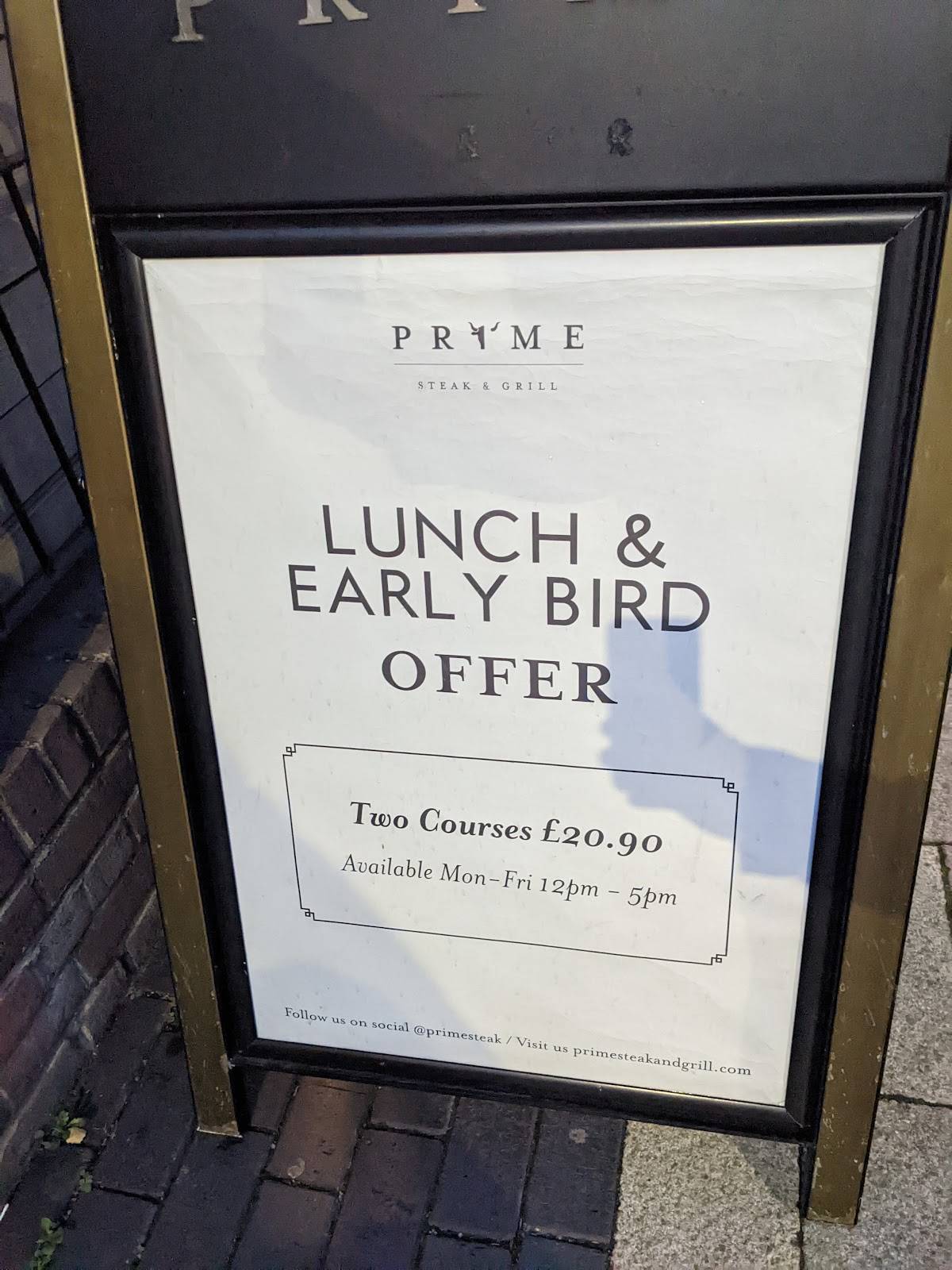 Menu at Prime Steak and Grill steakhouse, St Albans, 83-85 London Rd