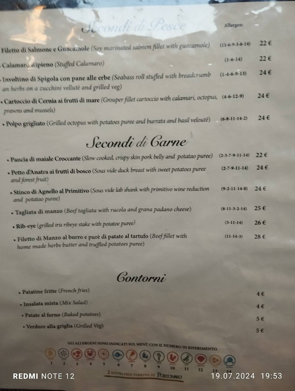 Menu at Santini Restaurant, Saint Julian's