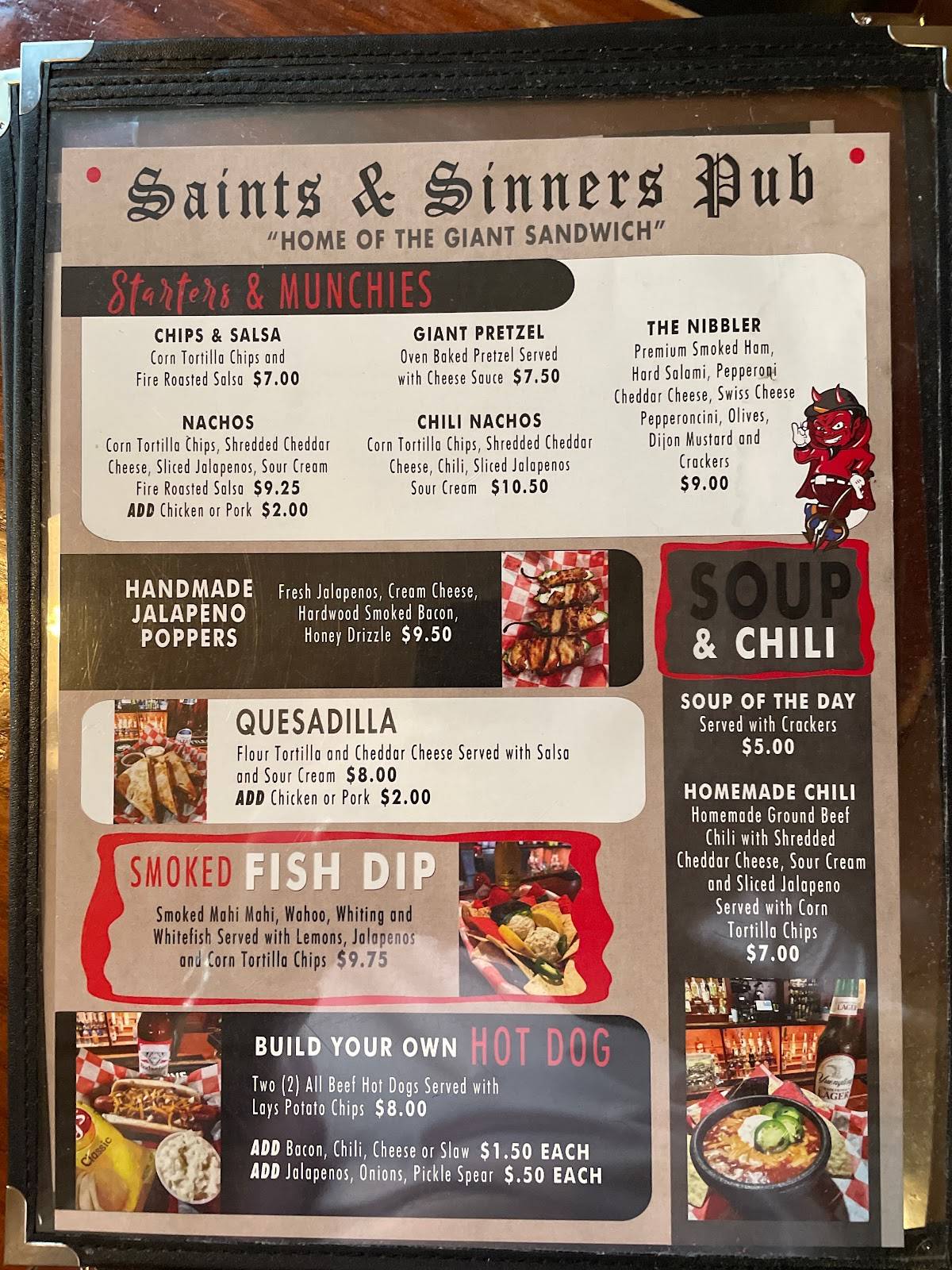 Menu at Saints & Sinners Pub, Ormond Beach