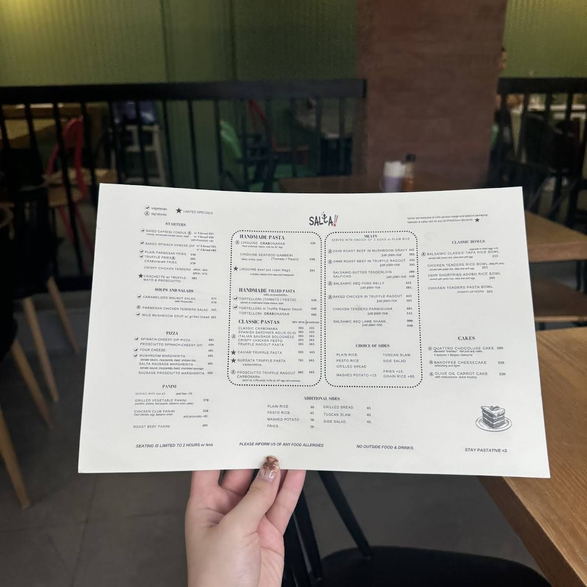 Menu at Salta! Matahimik St. restaurant, Quezon City