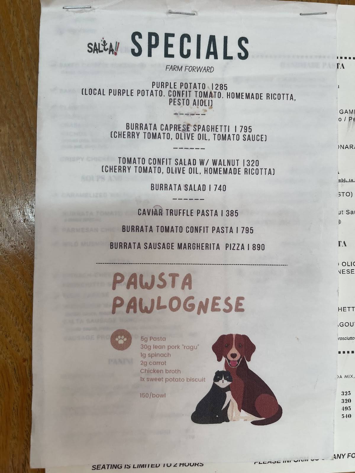 Menu at Salta! Matahimik st. restaurant, Quezon City