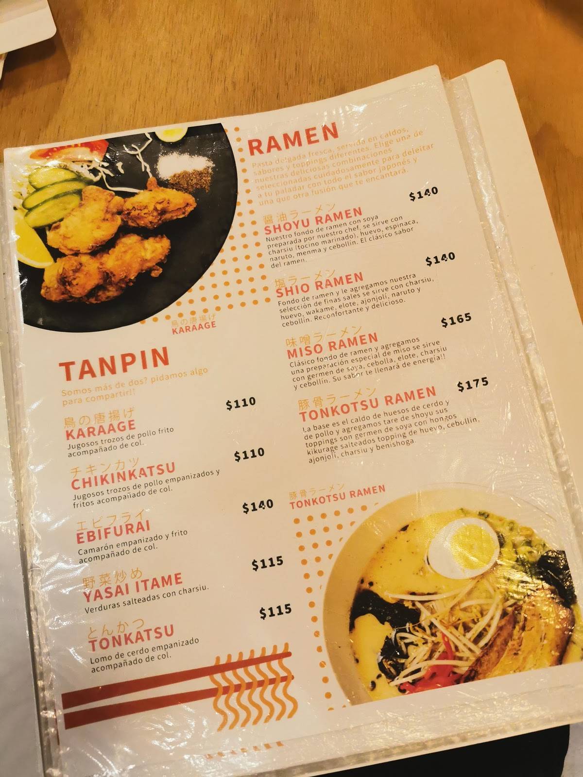 Carta del restaurante Matsuri Ramen, Saltillo