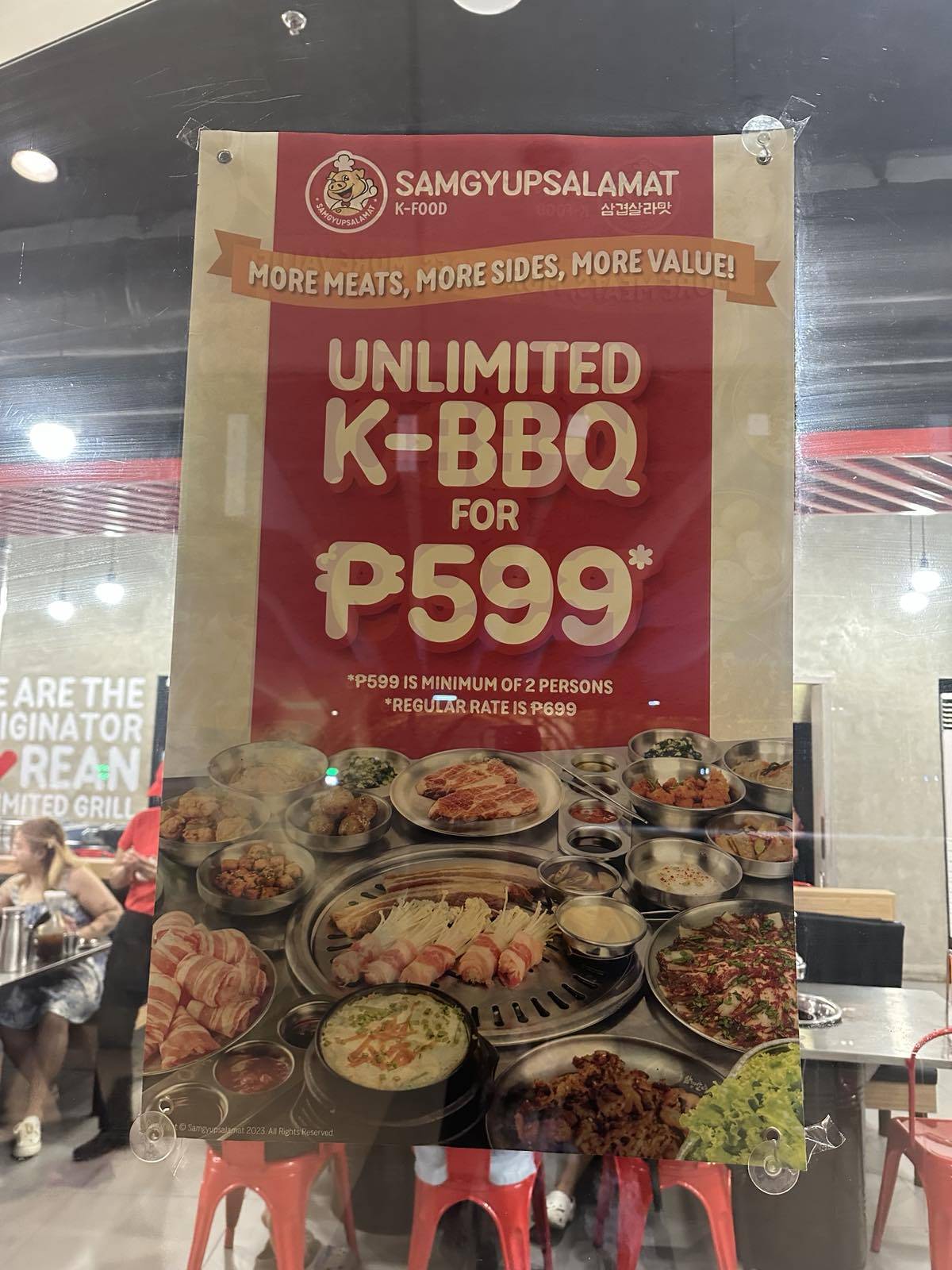 Menu at Samgyupsalamat Festival Mall restaurant, Muntinlupa