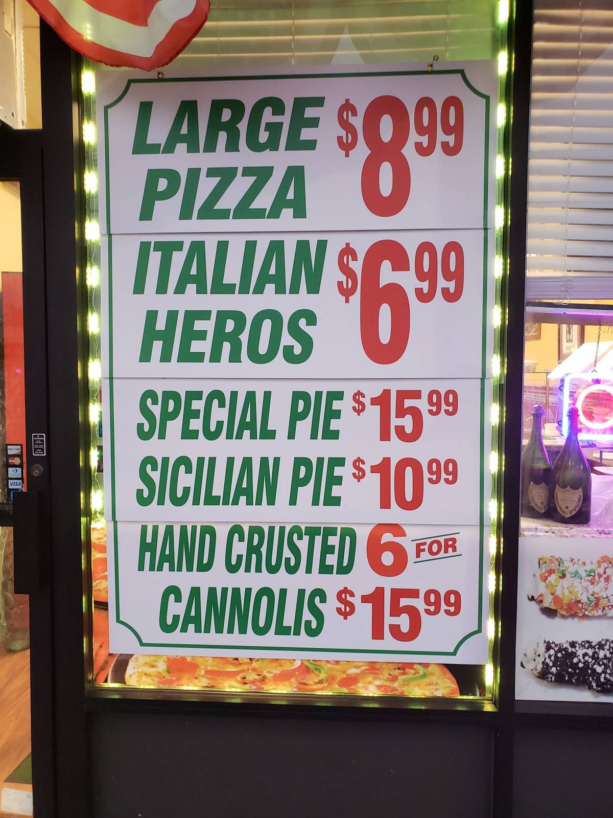 Menu at Sammy's Original Pizza Inferno pizzeria, East Meadow