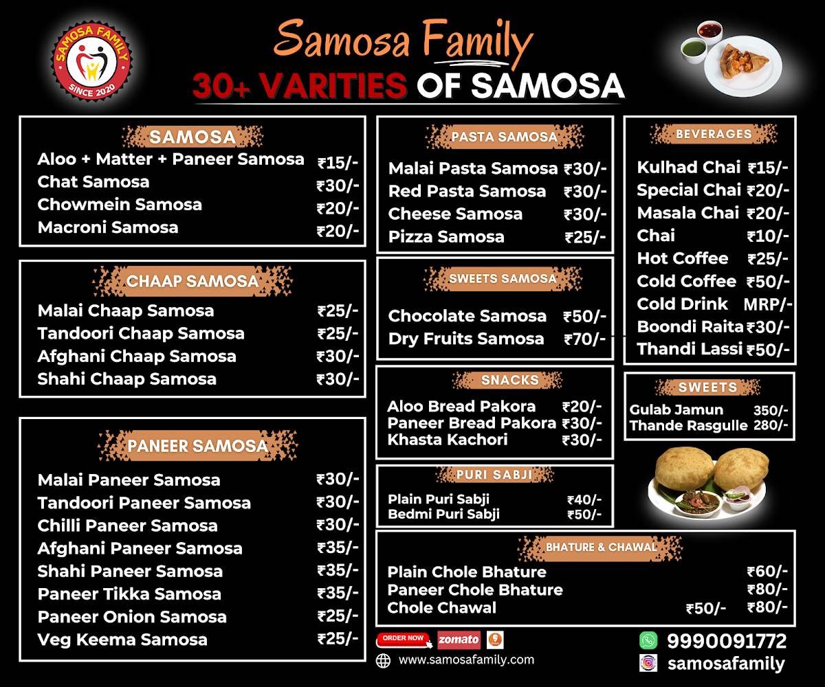 Menu at Samosa Family, Greater Noida