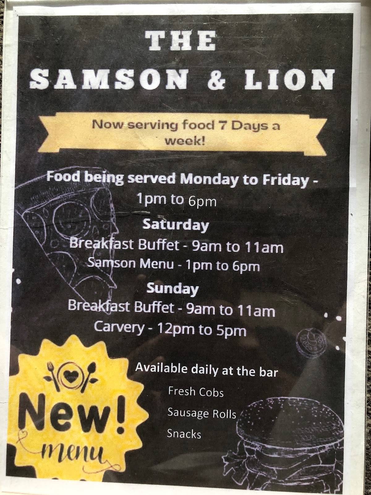Menu at Samson & Lion Pub.Wordsley., Stourbridge